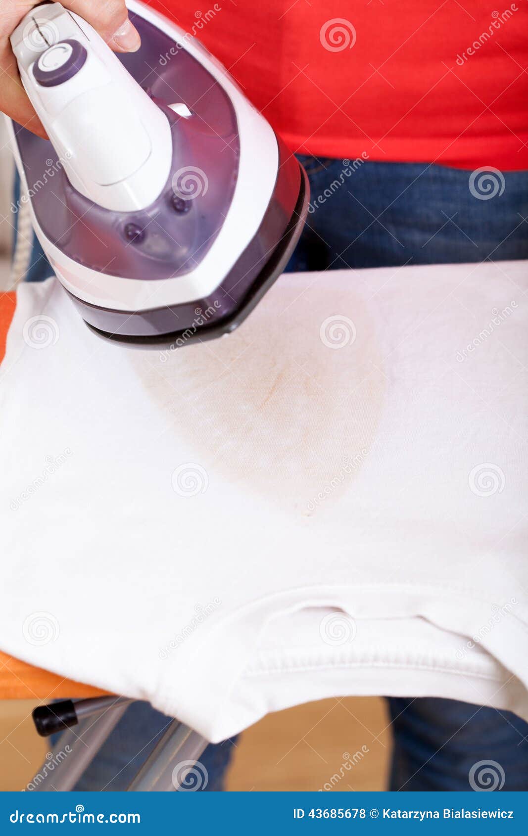 Female Hand Ironing Clothes on Ironing Board Stock Photo - Image of ...