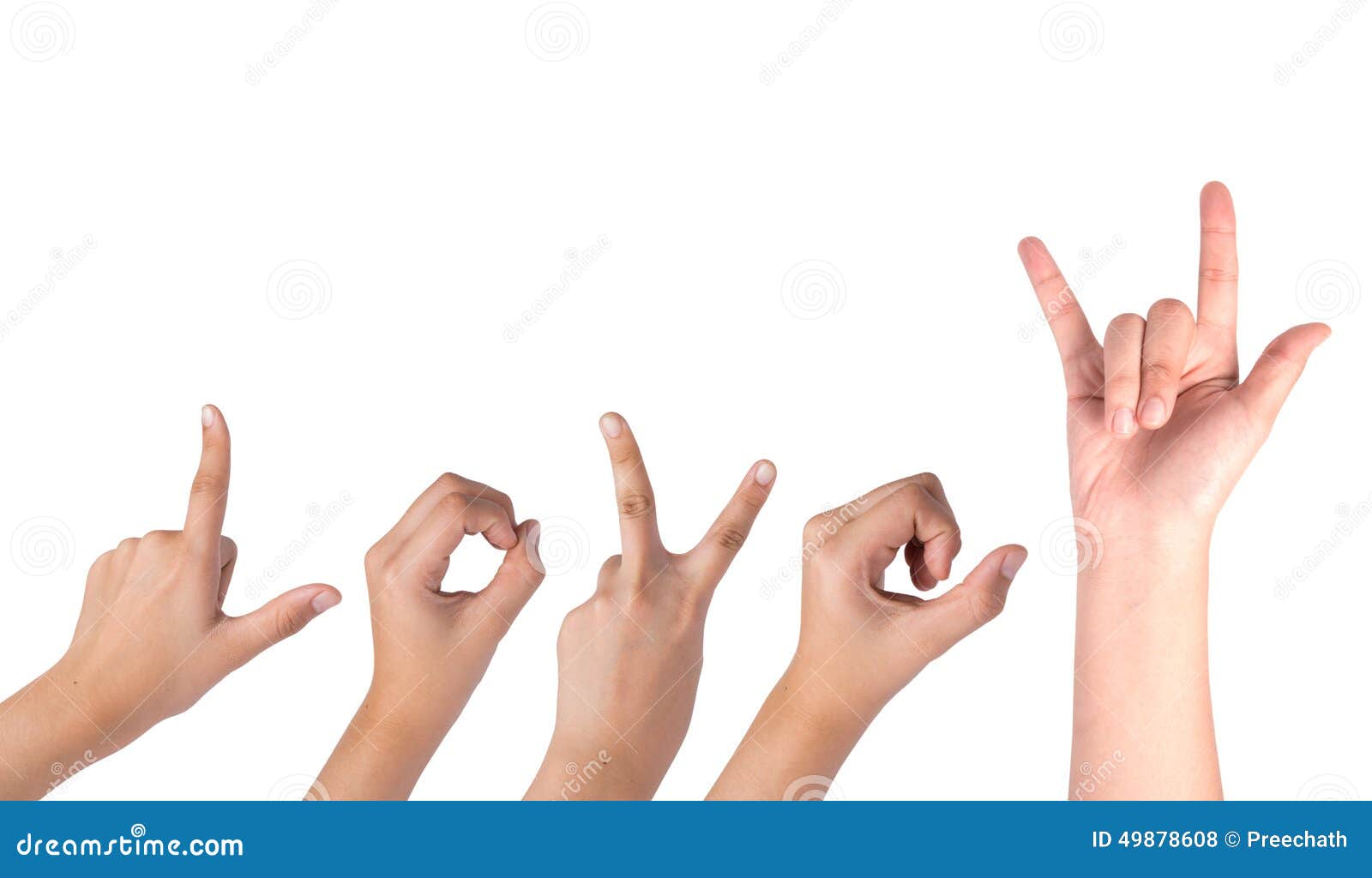 Female Hand Isolated on White Background , Love Sign Stock Photo ...