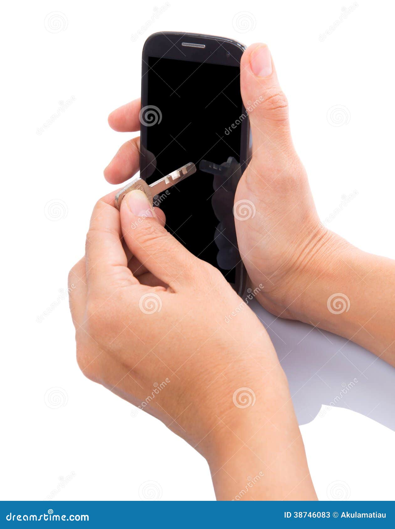 Female Hand with Key and Smartphone I Stock Image - Image of finger ...