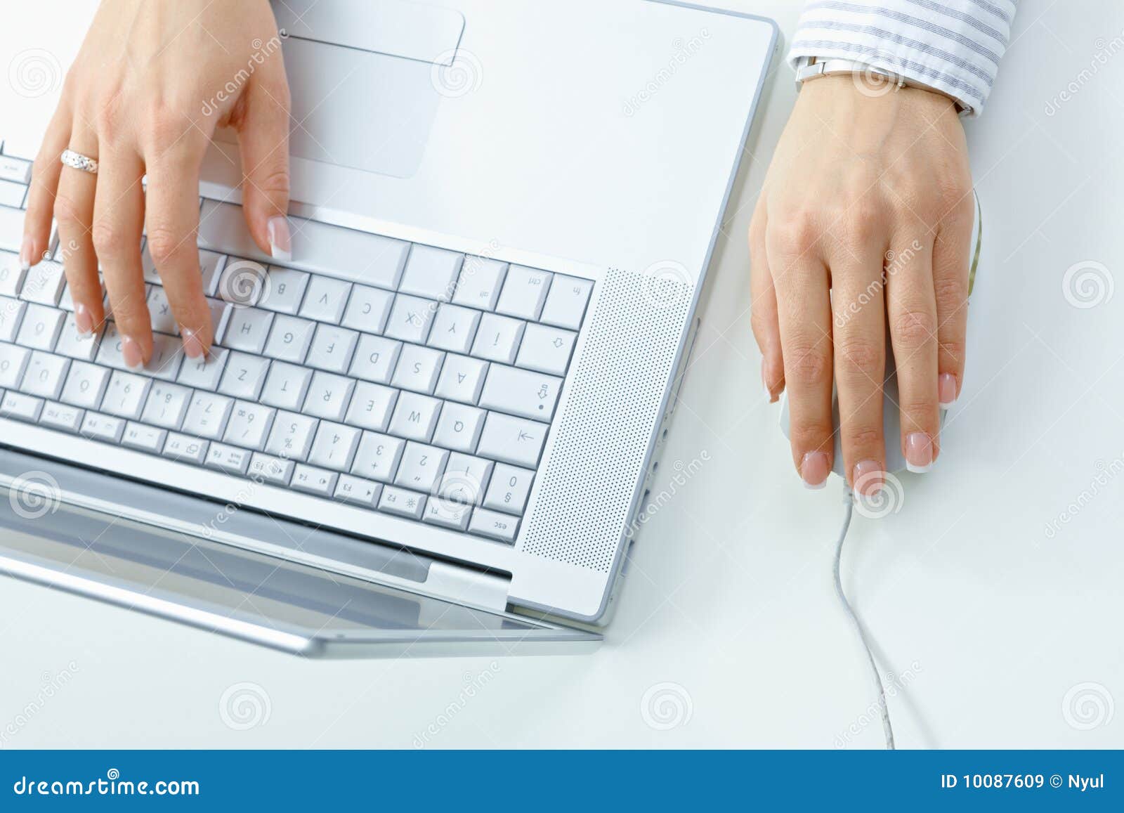 Female hand with laptop stock image. Image of mouse, close - 10087609