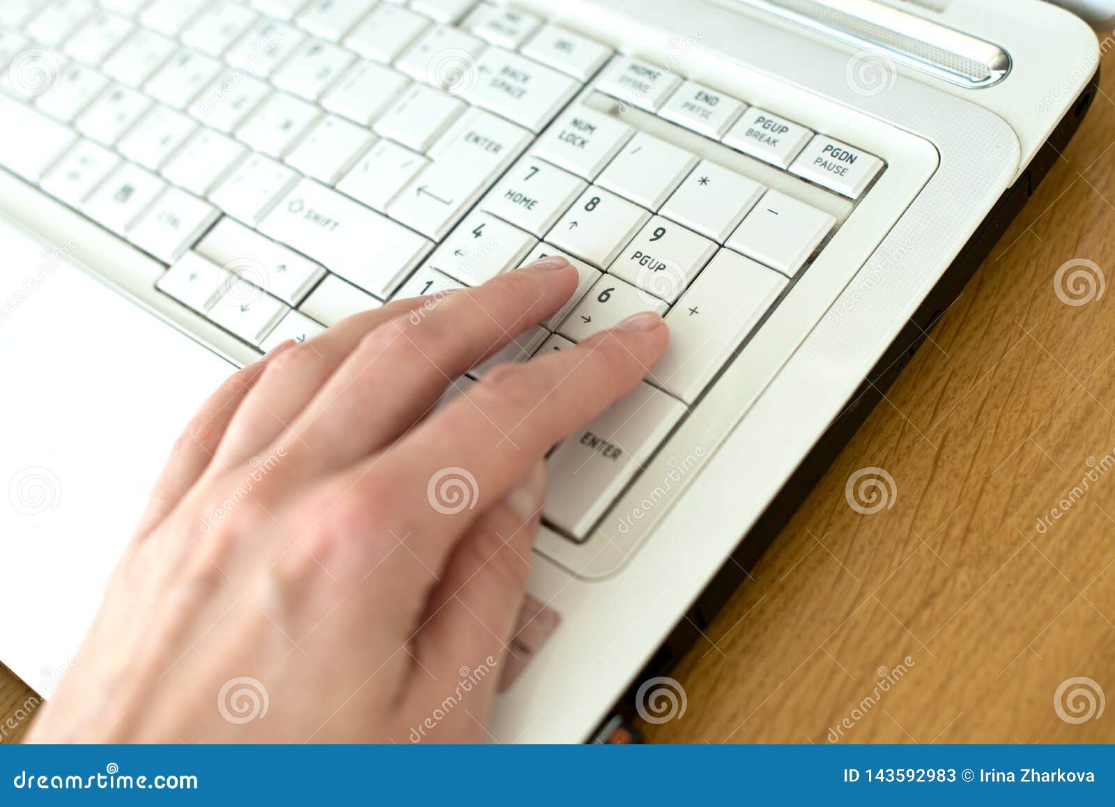Hand on laptop keyboard stock image. Image of laptop - 143592983