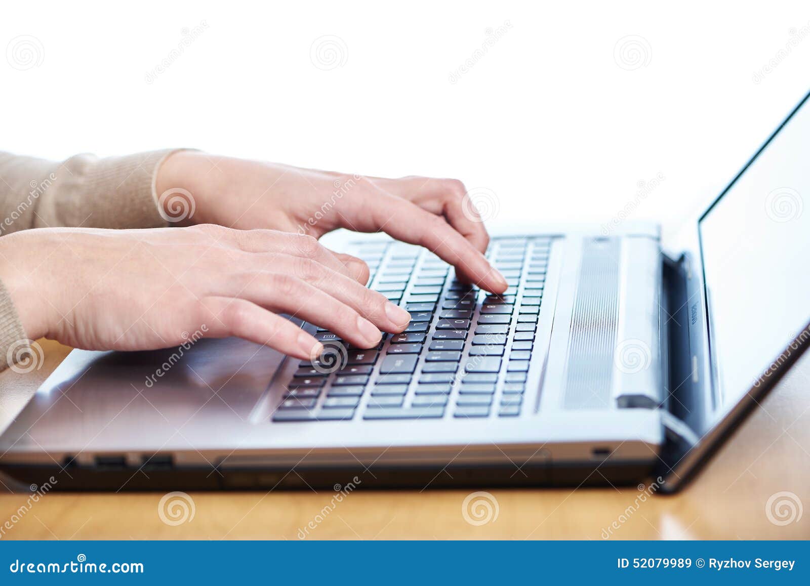 Female Hand on Laptop Keyboard Stock Image - Image of press, computing ...