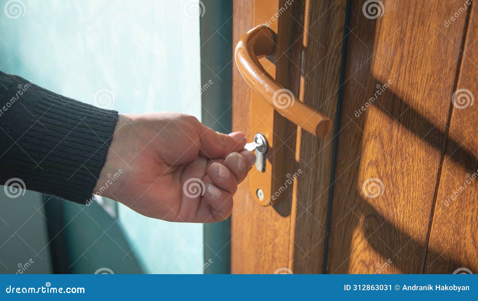 Female Hand Locking Door with a Key Stock Image - Image of woman, exit ...