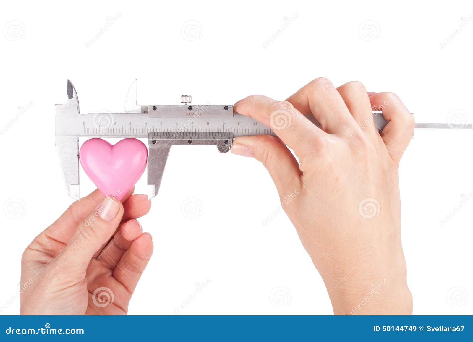 Female Hand Measures the Size of the Heart Stock Image - Image of tool ...