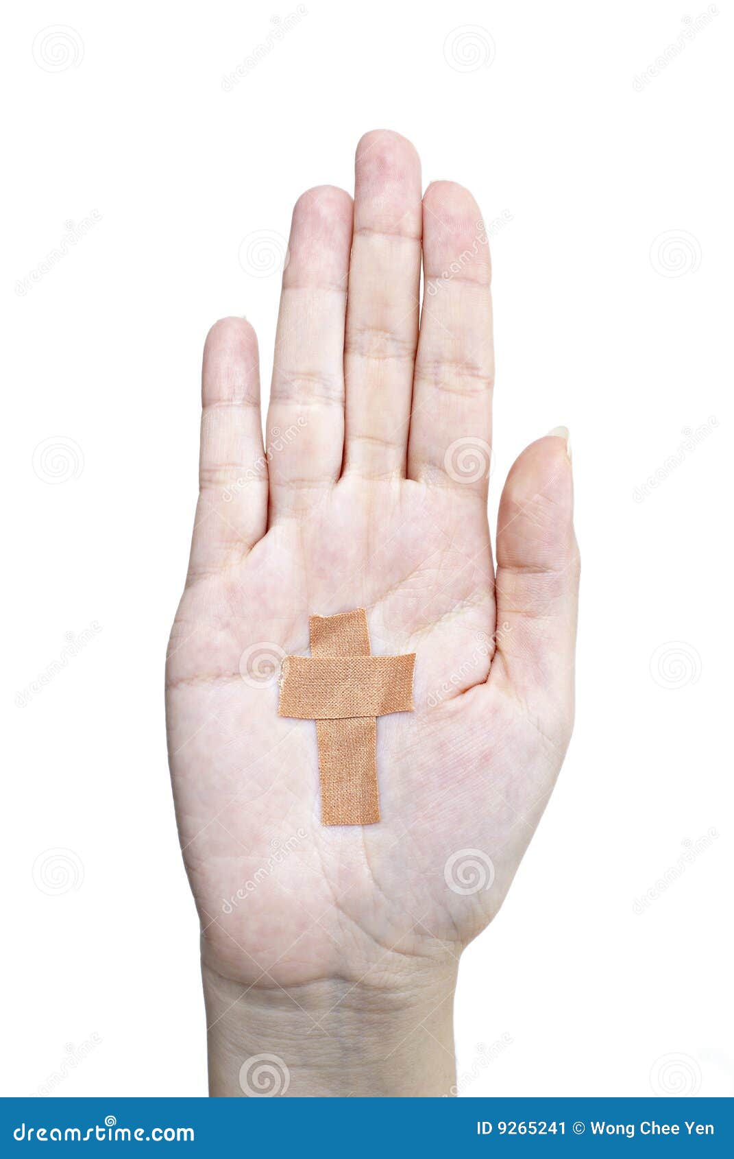 Female Hand with Plaster Cross Stock Image - Image of palm, hand: 9265241