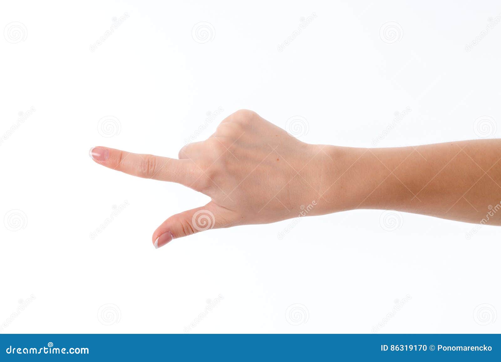 Female Hand Pointing in the Direction of Isolated on White Background ...