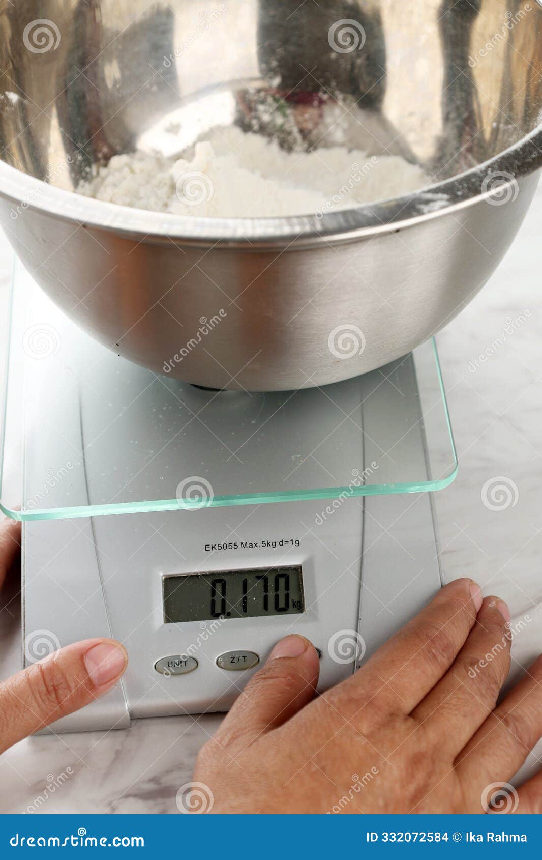 Female Hand Preparing Baking Scale and Flour Stock Photo - Image of ...