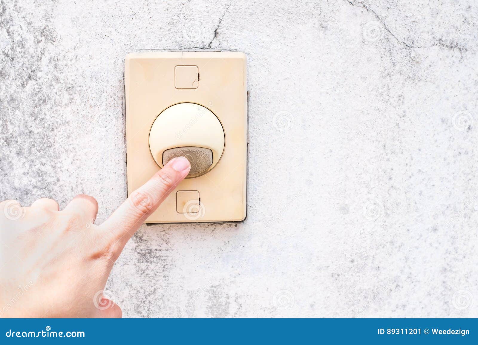 Female Hand Press on Buzzer on Grunge Wall N Front of House Stock Image ...