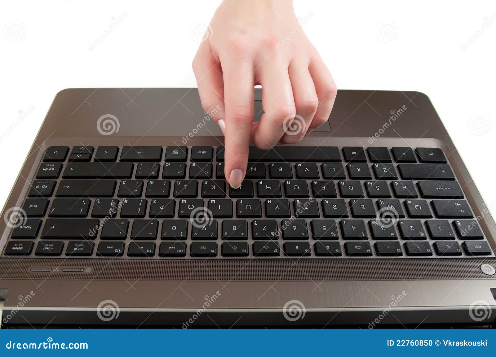 Female Hand Pushing a Button Stock Photo - Image of finger, input: 22760850