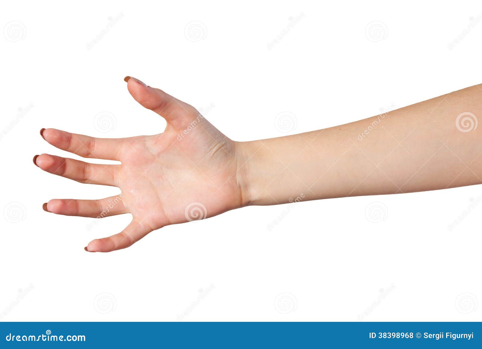 Female Hand Reaching for Something on White Stock Photo - Image of palm ...