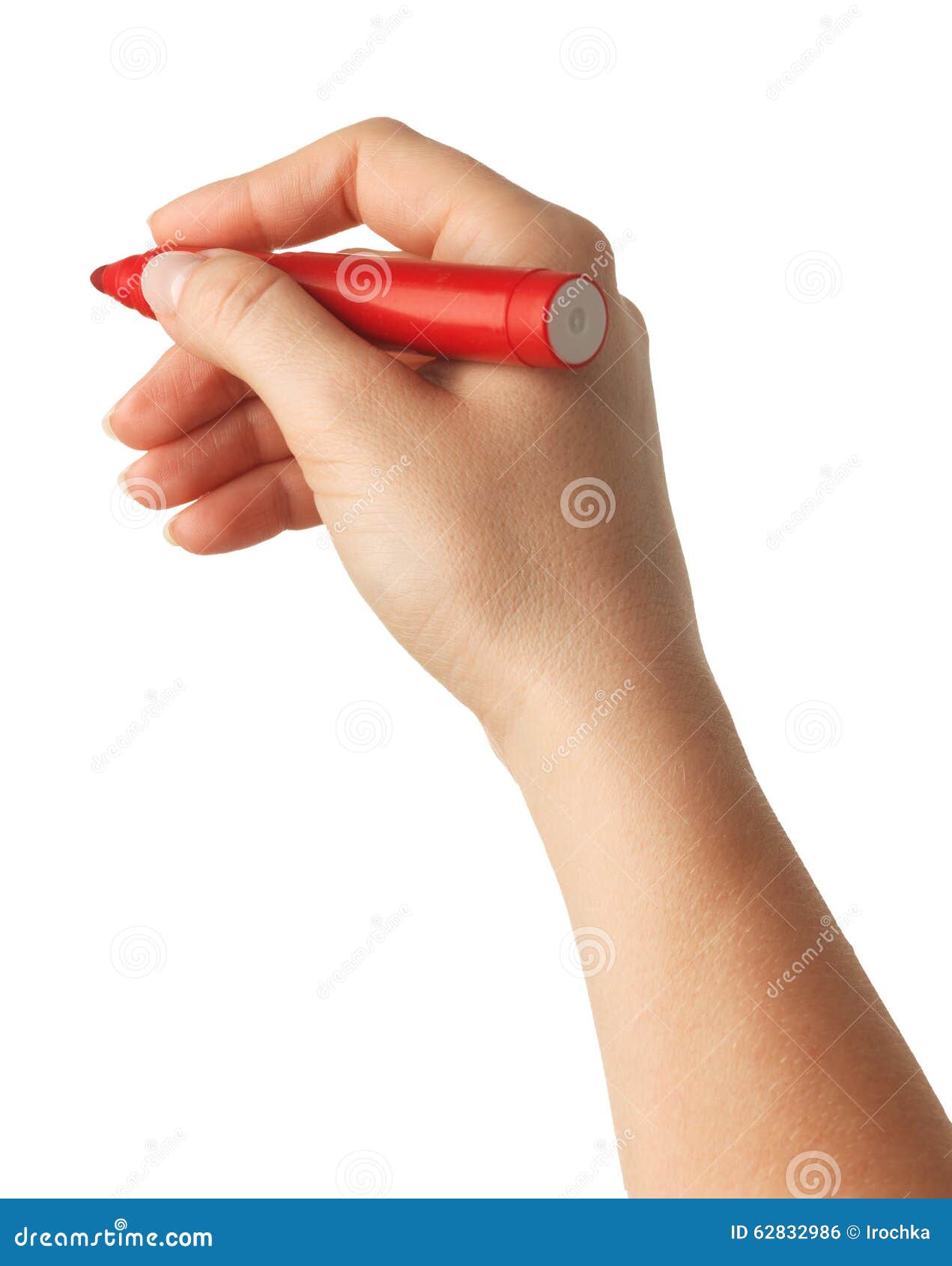 Female Hand is Ready for Drawing with Red Marker. Isolated Stock Photo ...