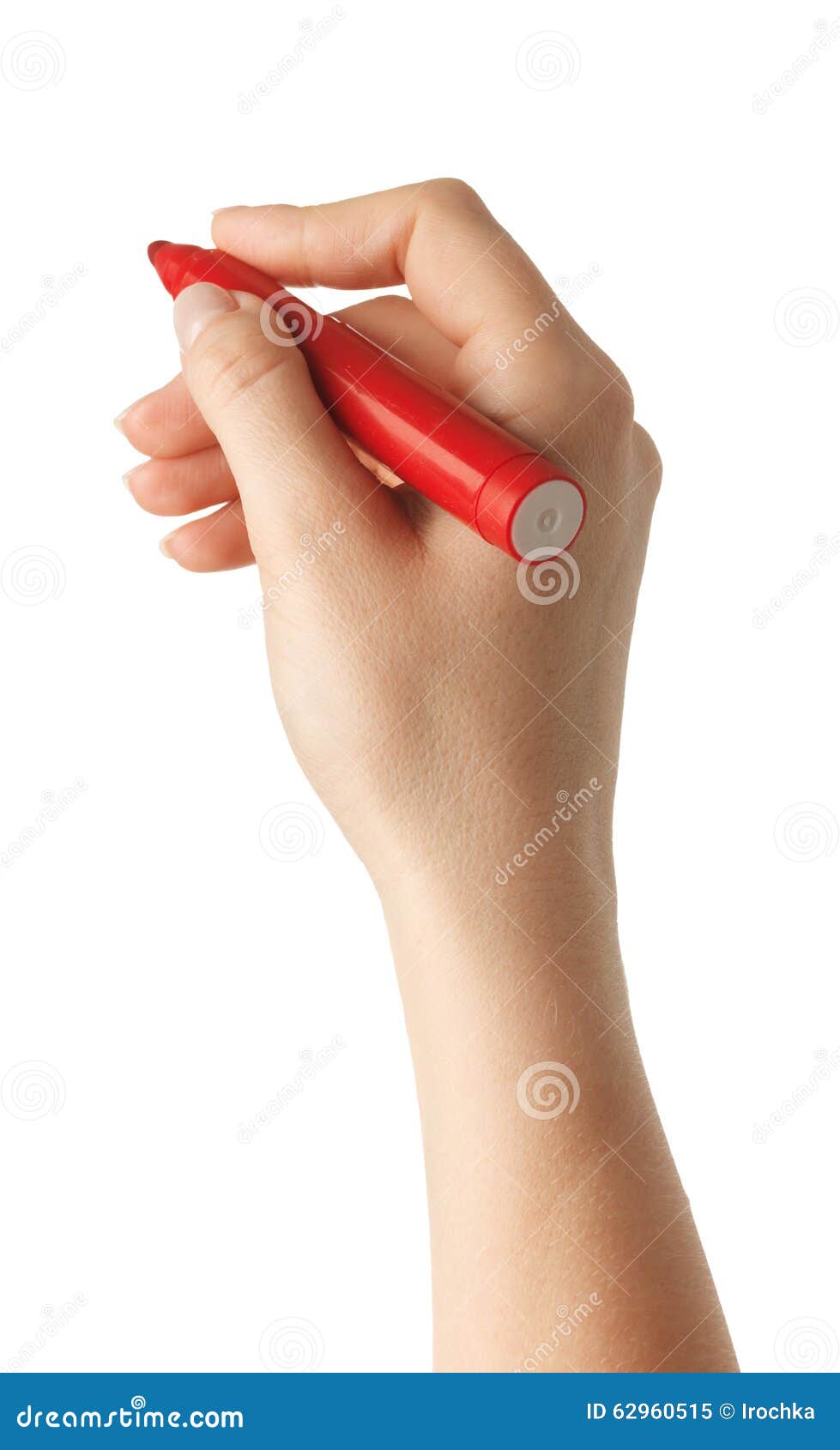 Female Hand is Ready for Drawing with Red Marker. Isolated Stock Image ... Female Hand is Ready for Drawing with Red Marker. Isolated Stock Image ...