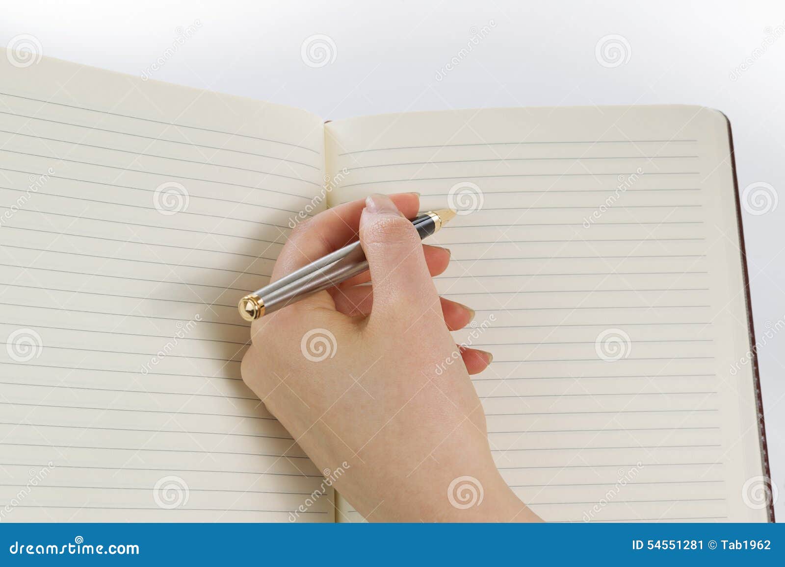 Female Hand Ready To Write with Pen and Paper Stock Image - Image of ...