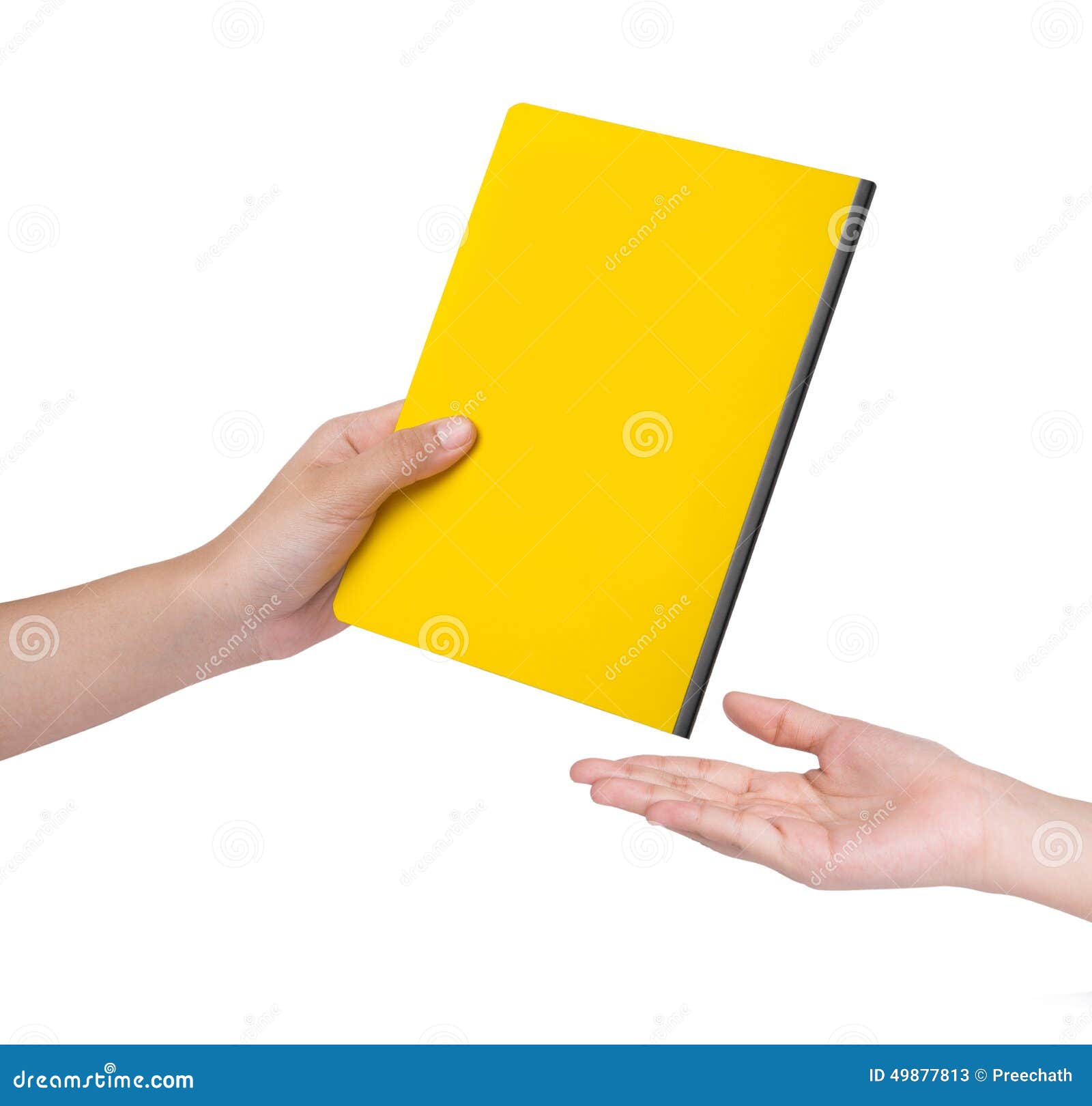 Female Hand Send a Yellow Book Stock Image - Image of holding, diary ...