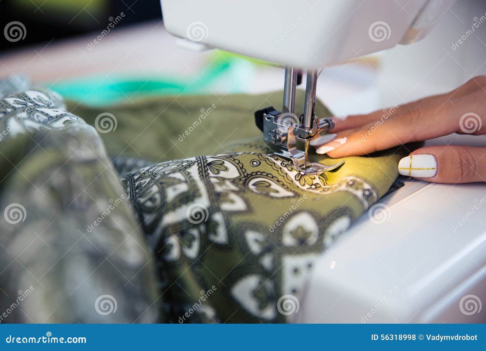 Female Hand with Sewing Machine Stock Photo - Image of female, manicure ...