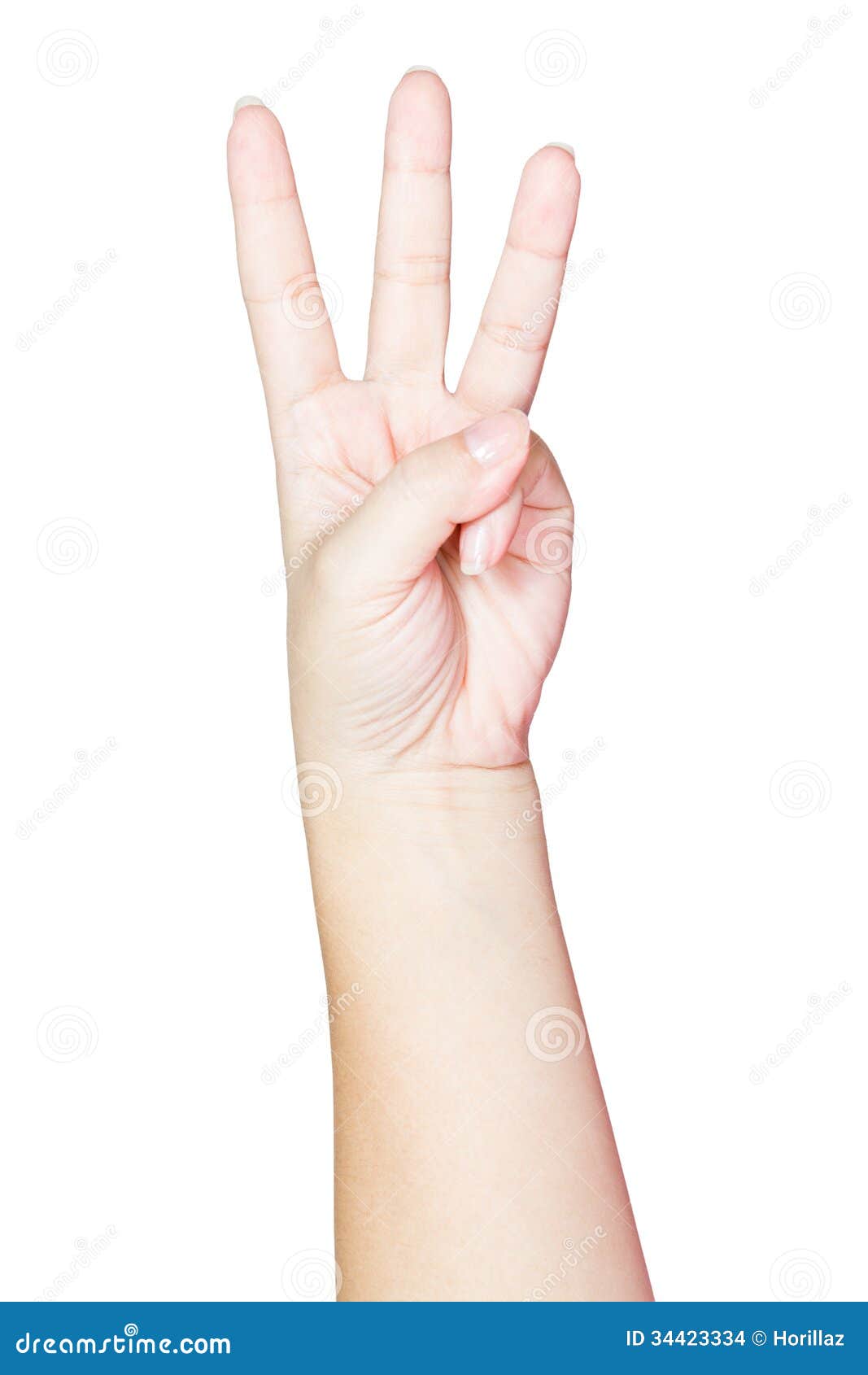 Female Hand Showing Three Fingers Stock Photo - Image of concept ...