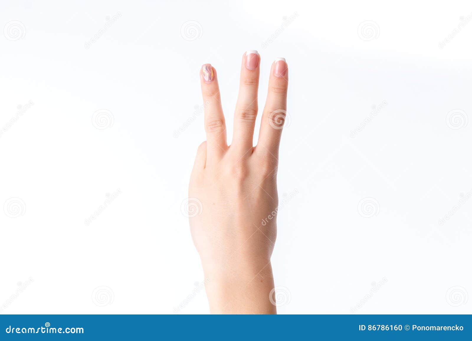 Female Hand Showing Three Fingers Isolated on White Background Stock ... Female Hand Showing Three Fingers Isolated on White Background Stock ...