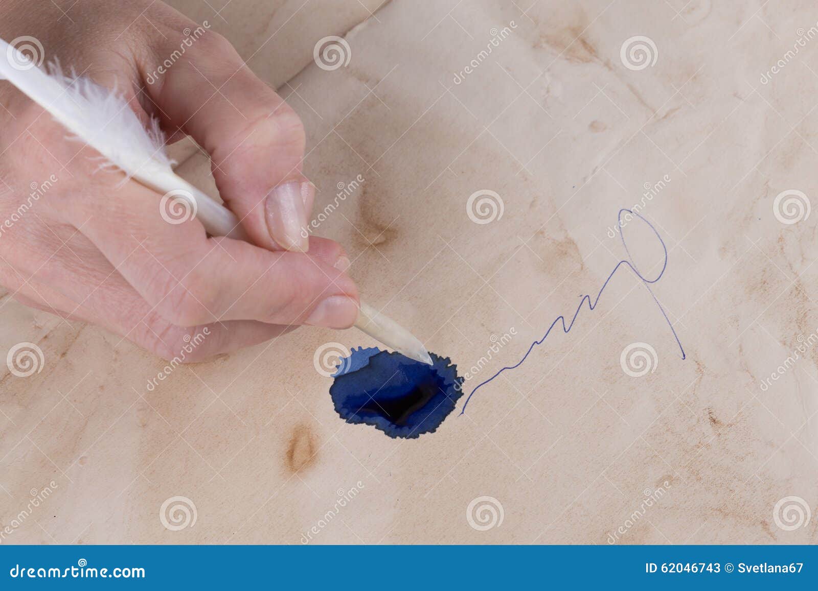Female Hand Sign with a Quill Stock Image - Image of message, blotch ...