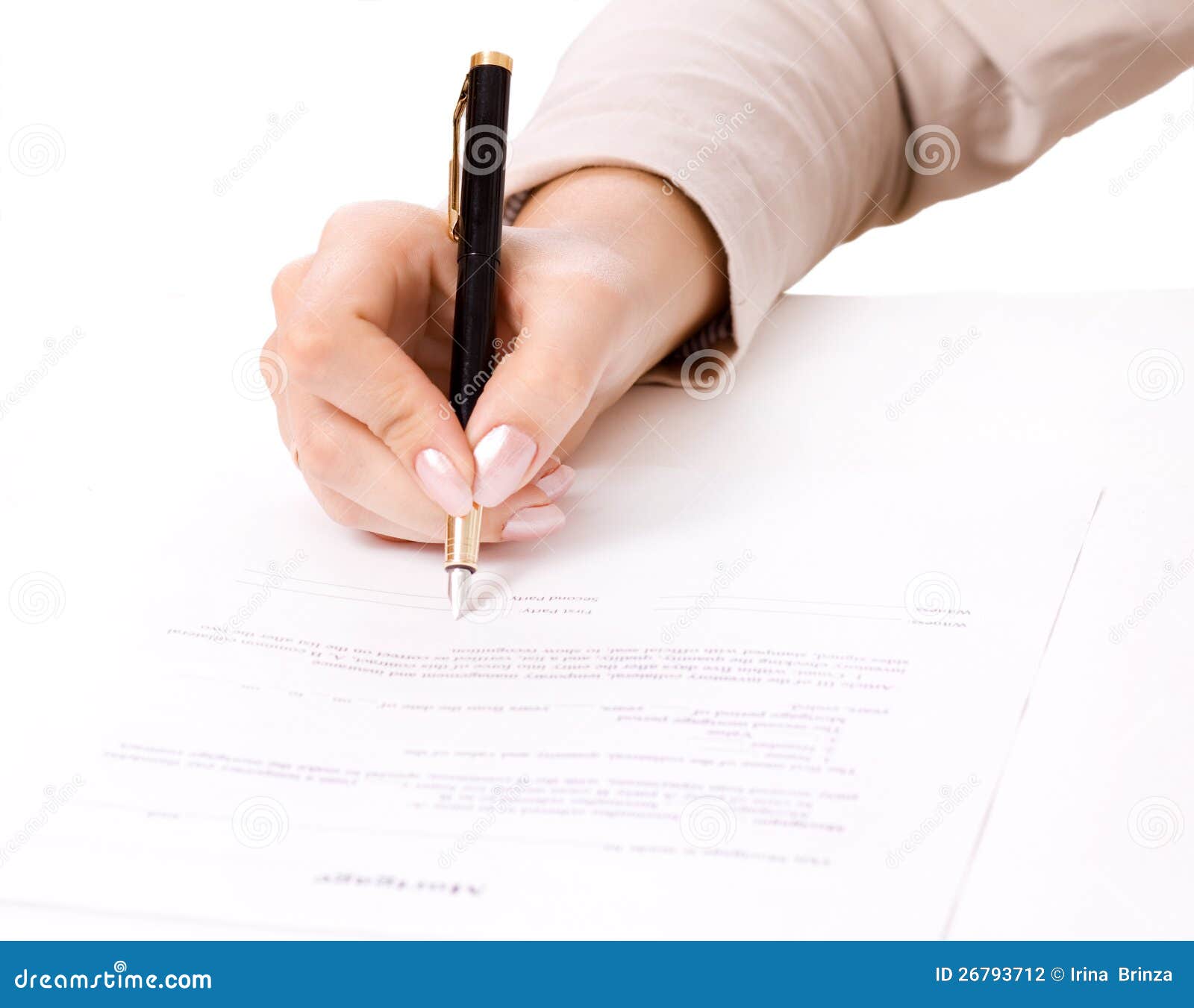Female Hand Signing a Contract, Mortgage Stock Photo - Image of ...