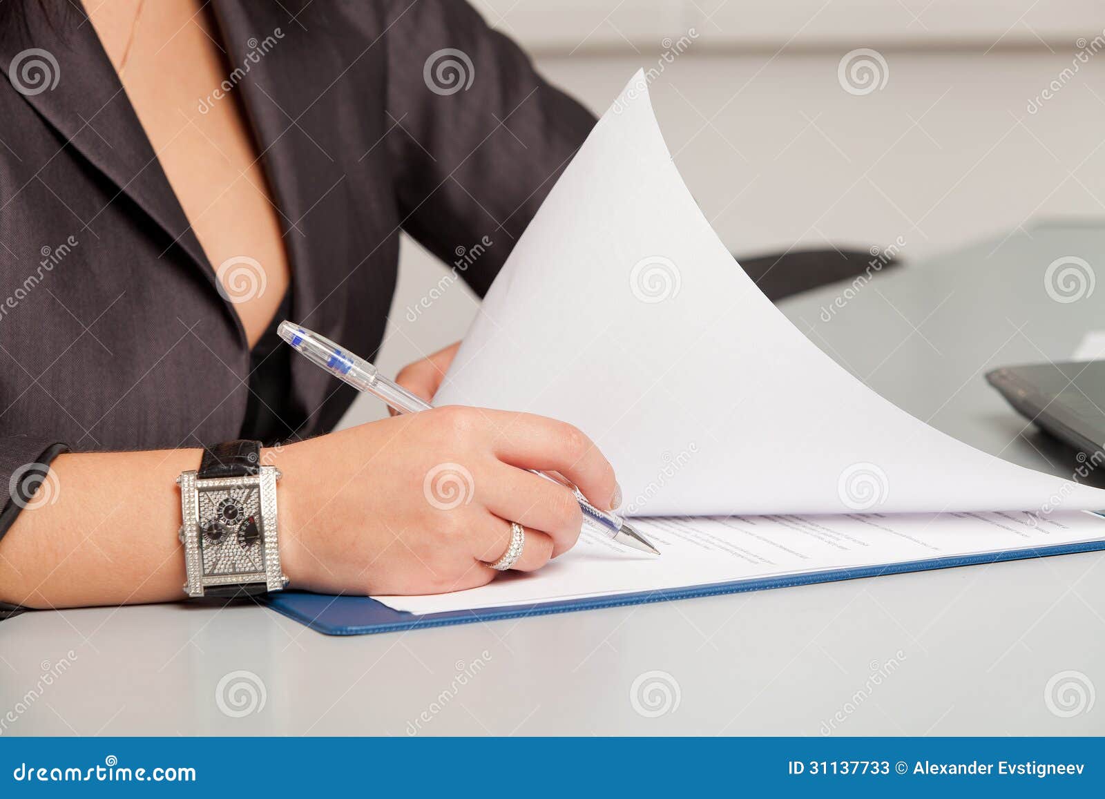 Female Hand Signing Contract. Stock Image - Image of contract, close ...