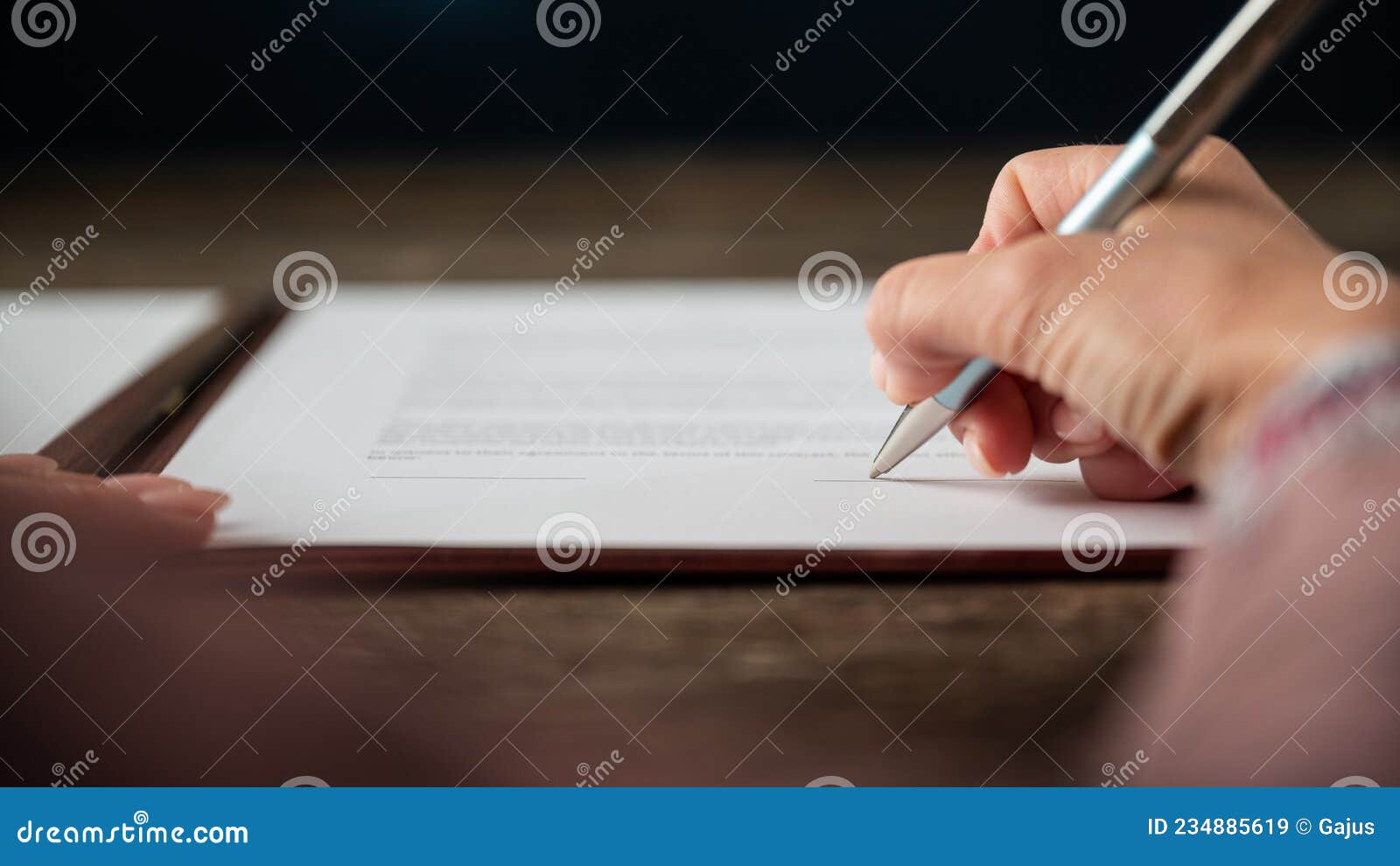 Female Hand Signing a Document Stock Image - Image of important ...