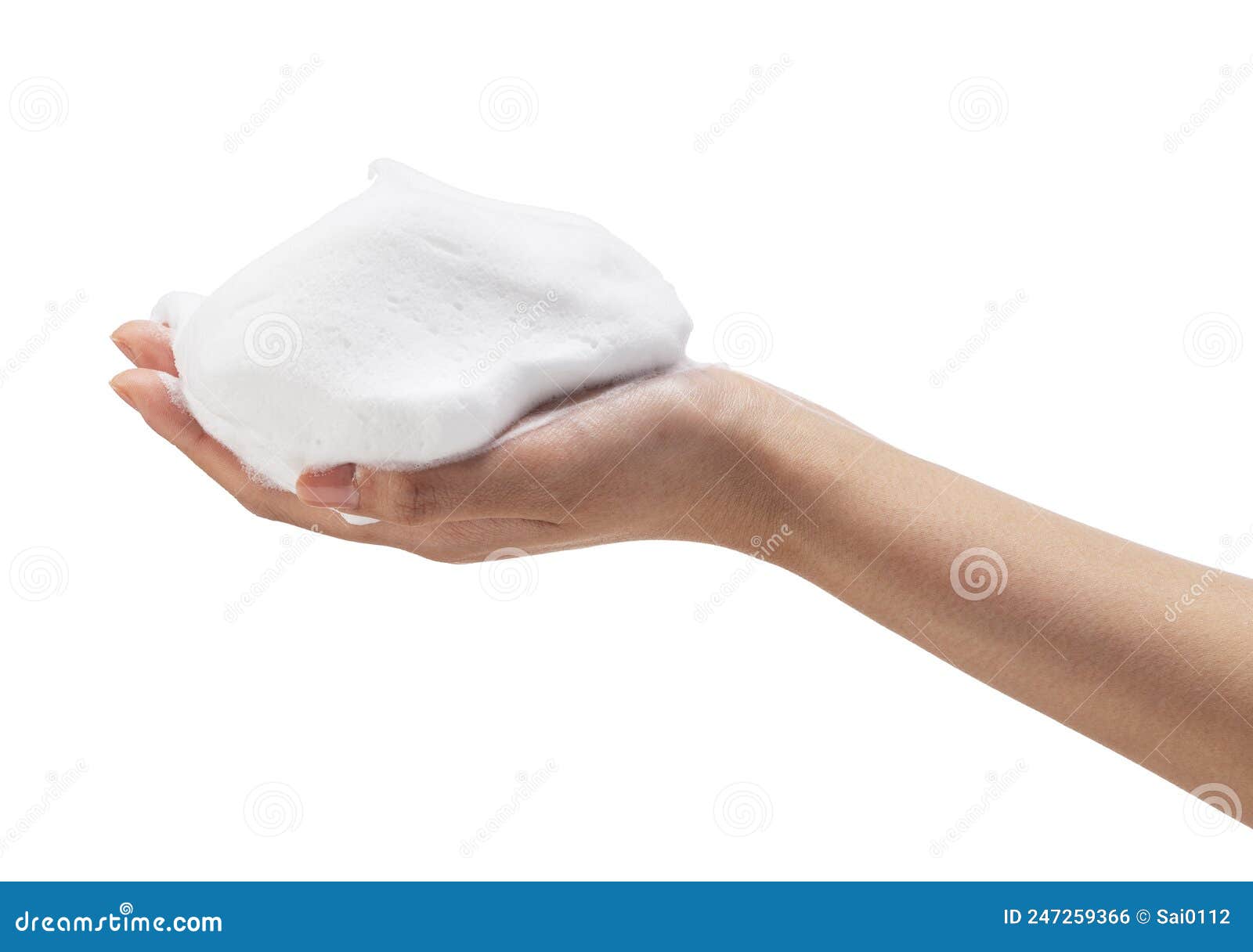 Female Hand with Soap Bubbles on White Background Stock Photo - Image ...