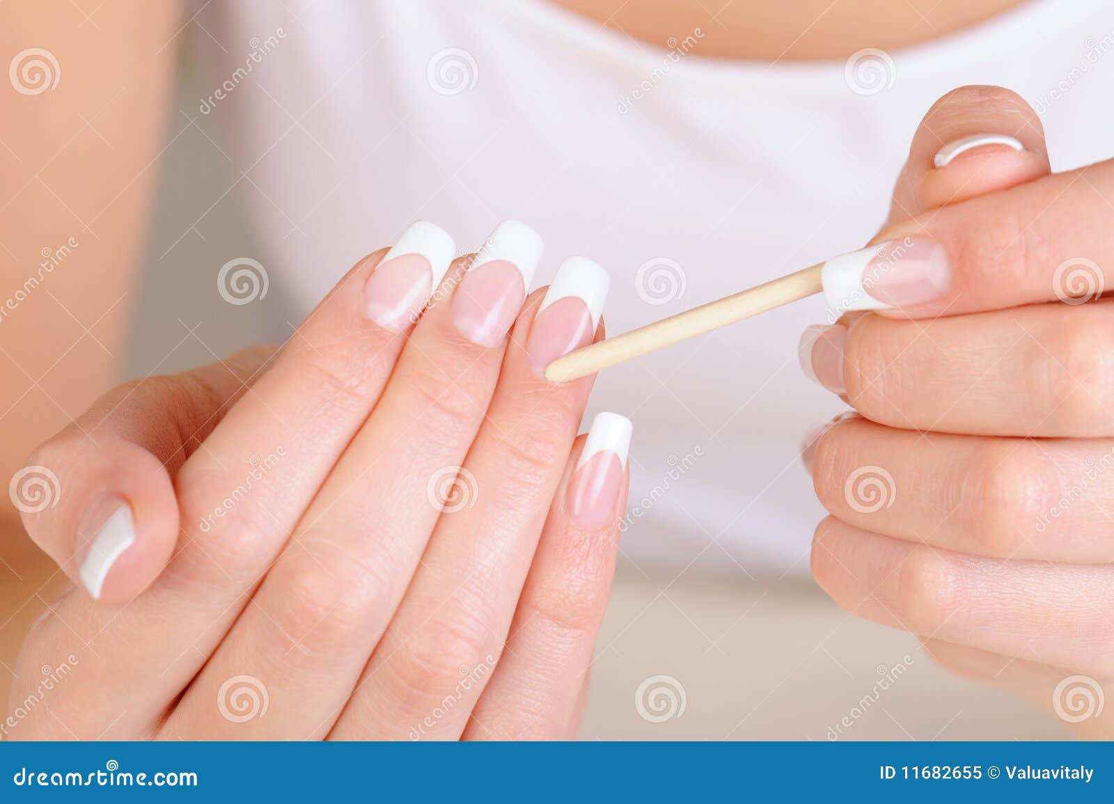 Female Hand with Stick for Cleaning Cuticle Stock Image - Image of ...