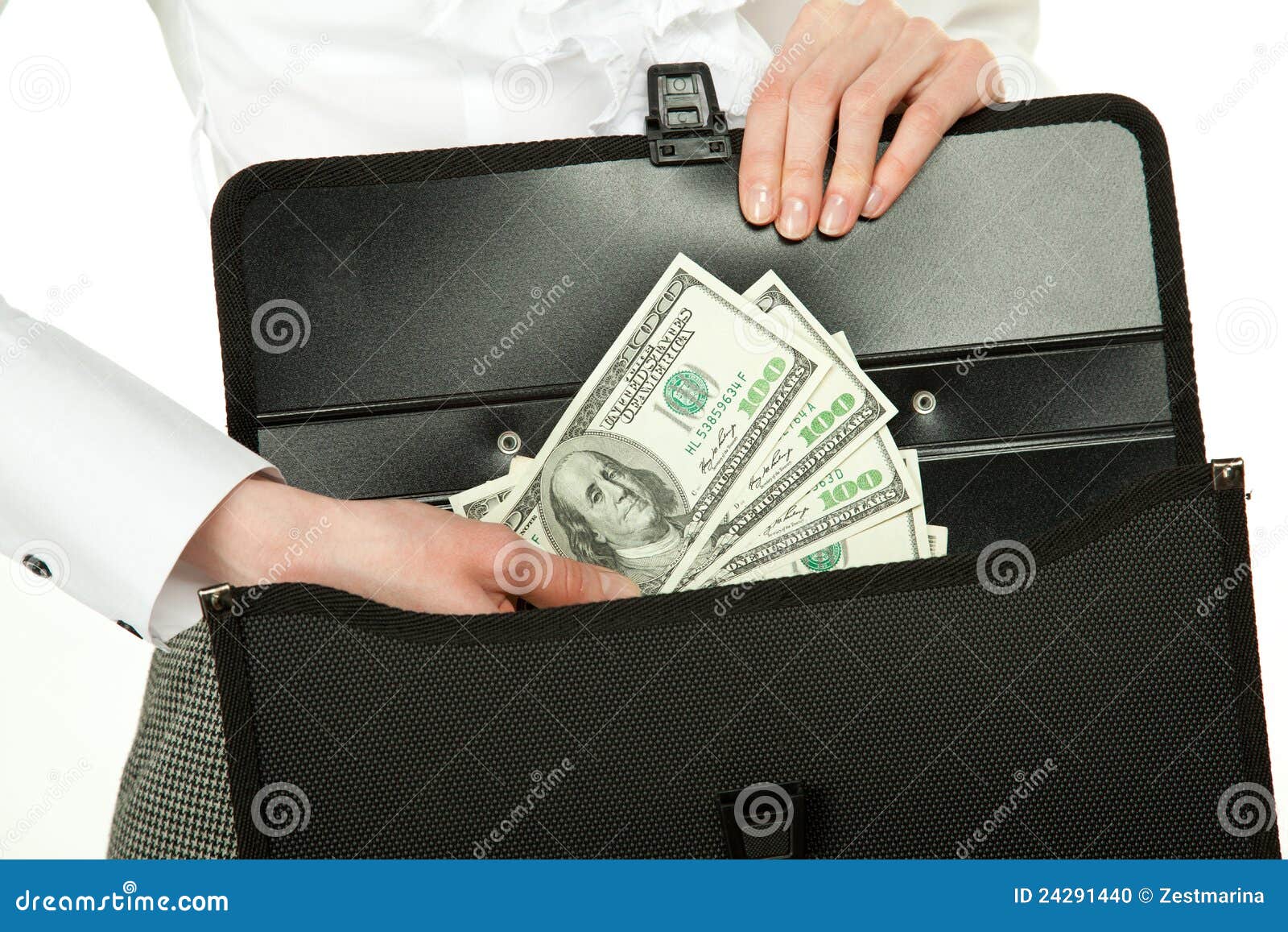 Female Hand Taking Money Out of Briefcase Stock Photo - Image of ...