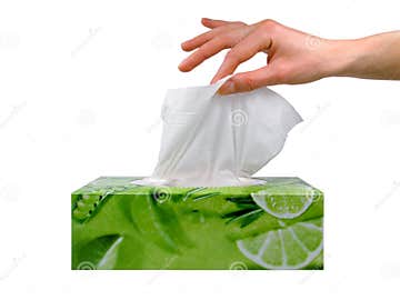 Female Hand Taking a Tissue from a Box Stock Image - Image of isolated ...