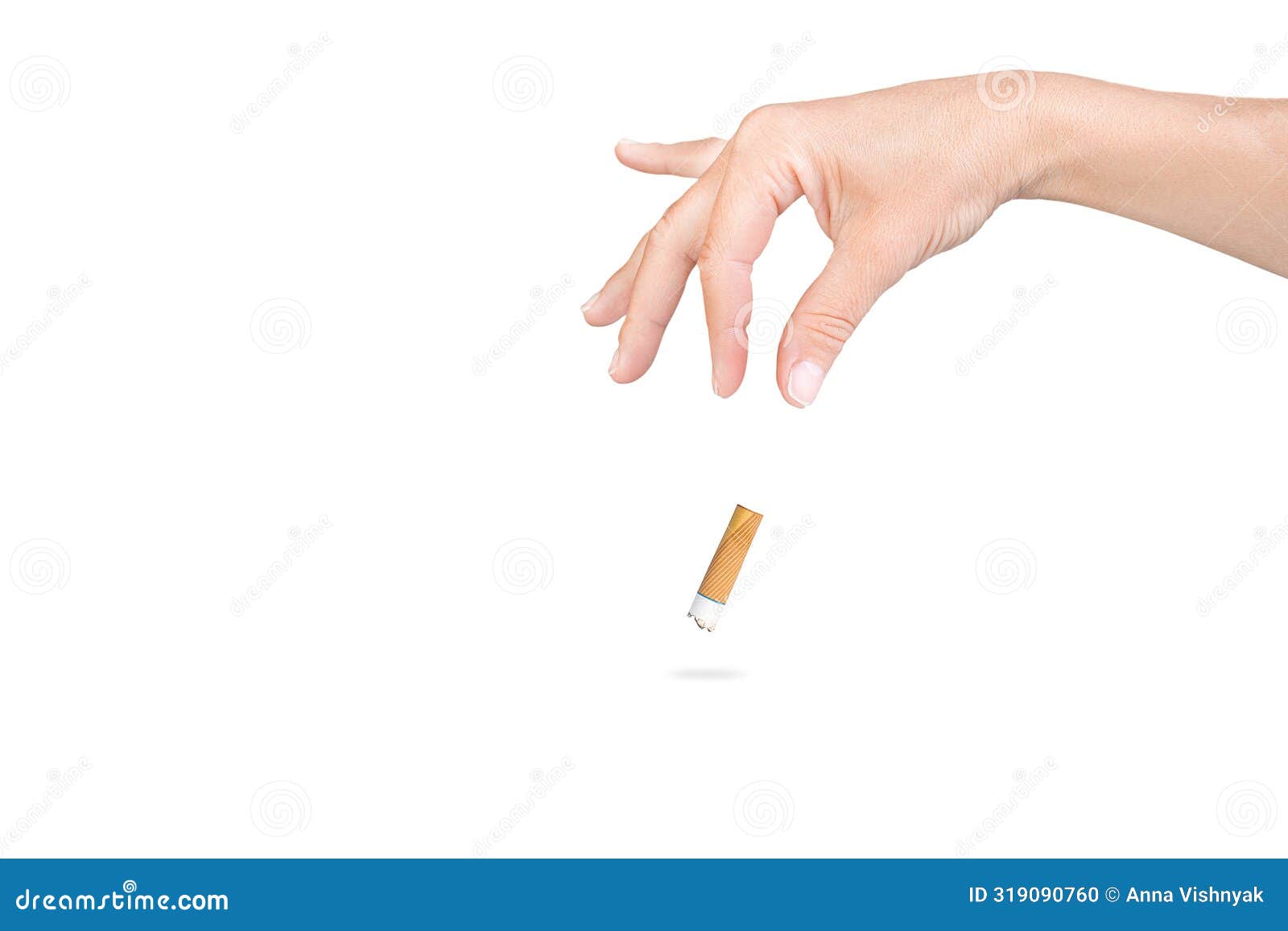 Female Hand Throwing a Cigarette on White Background Stock Photo ...
