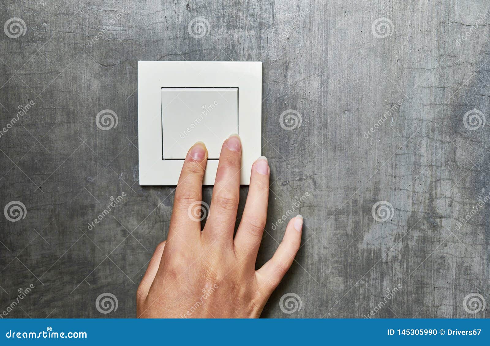 Female Hand, To Turn Off the Light, Switch, Front View Stock Photo ...