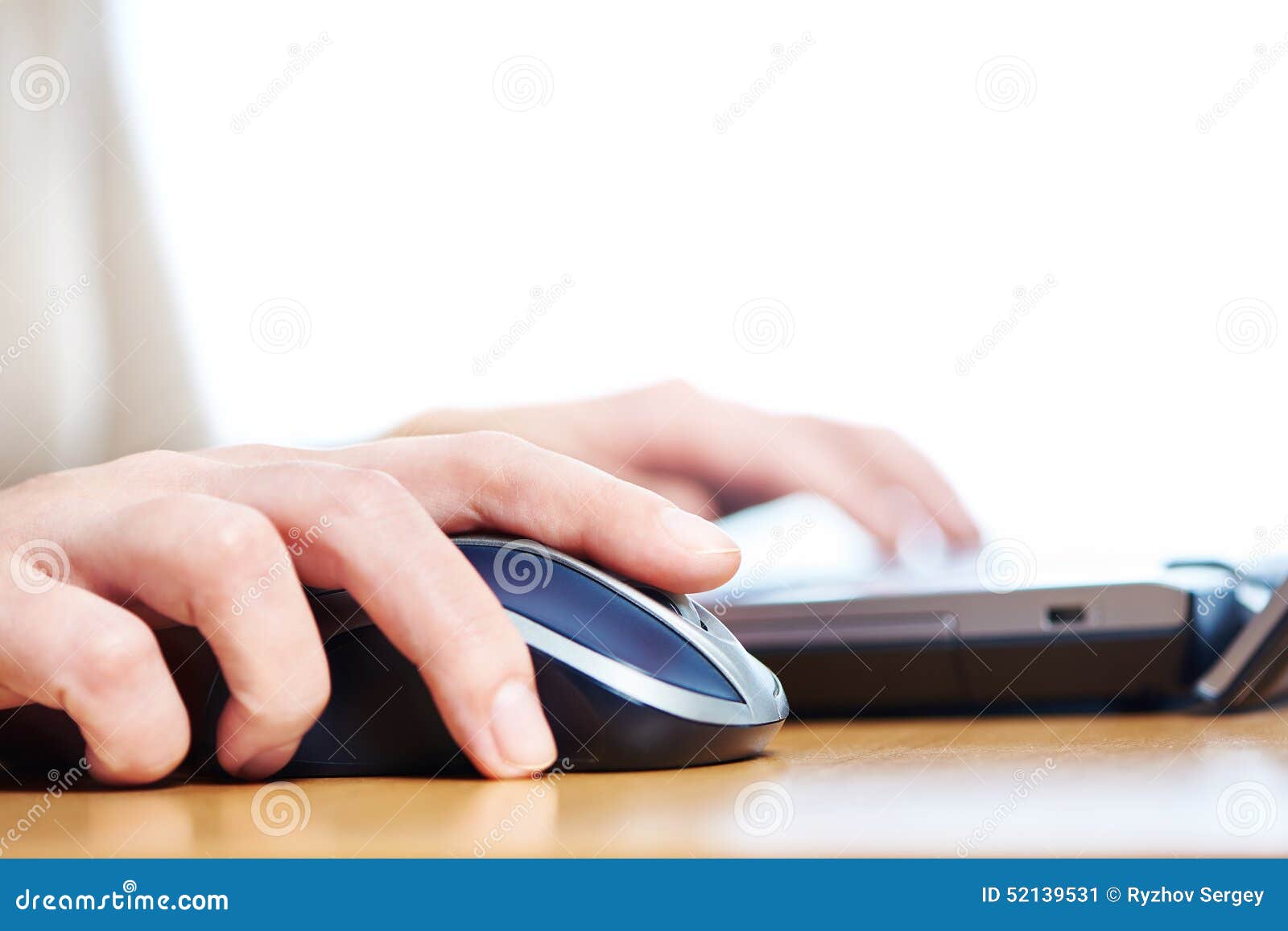 Female Hand Touching Computer Mouse Stock Image - Image of ...