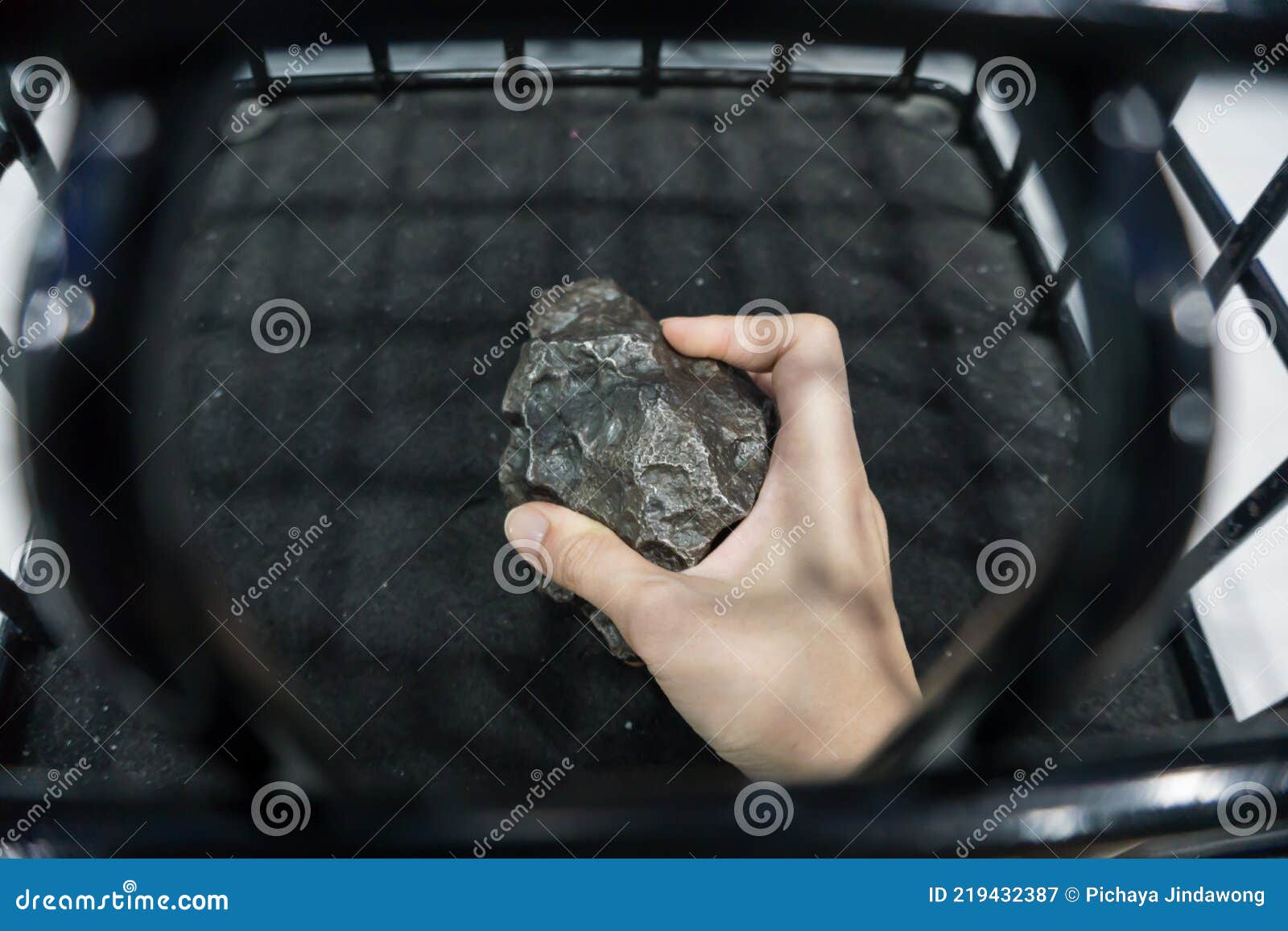 Female Hand is Touching a Meteorite in the Museum Editorial Photography ...