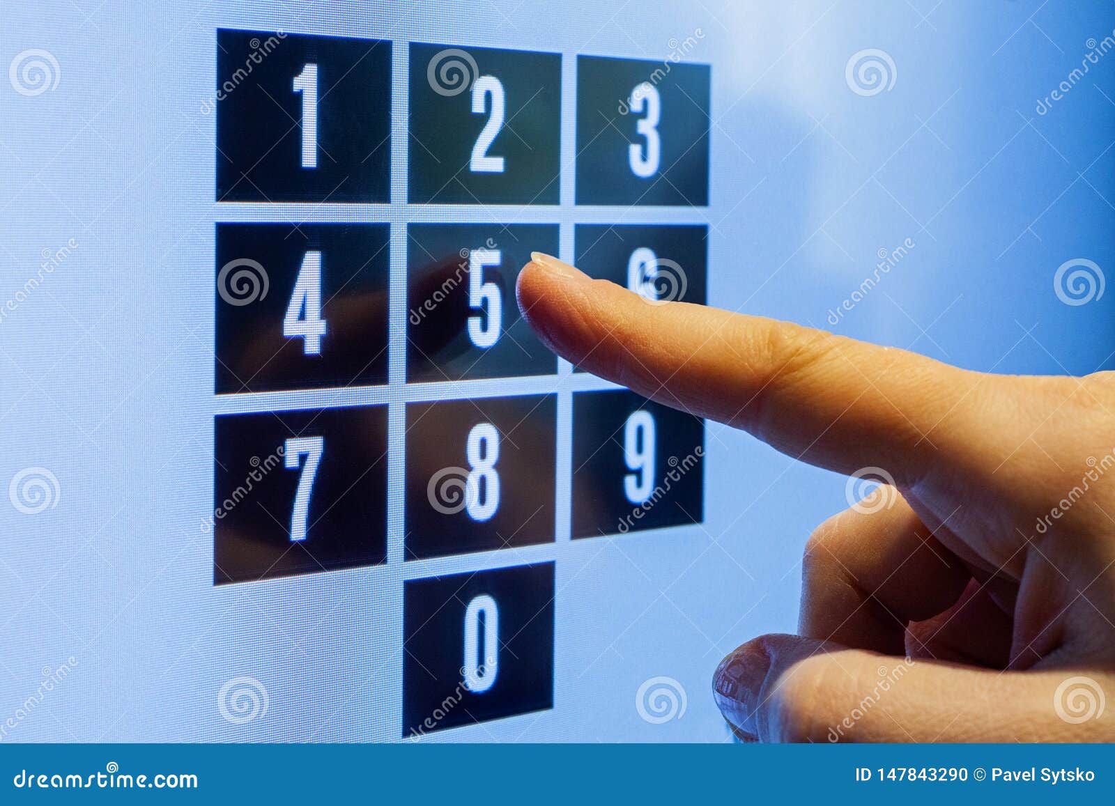 Female Hand Touching a Screen with Numbers. Stock Photo - Image of ...