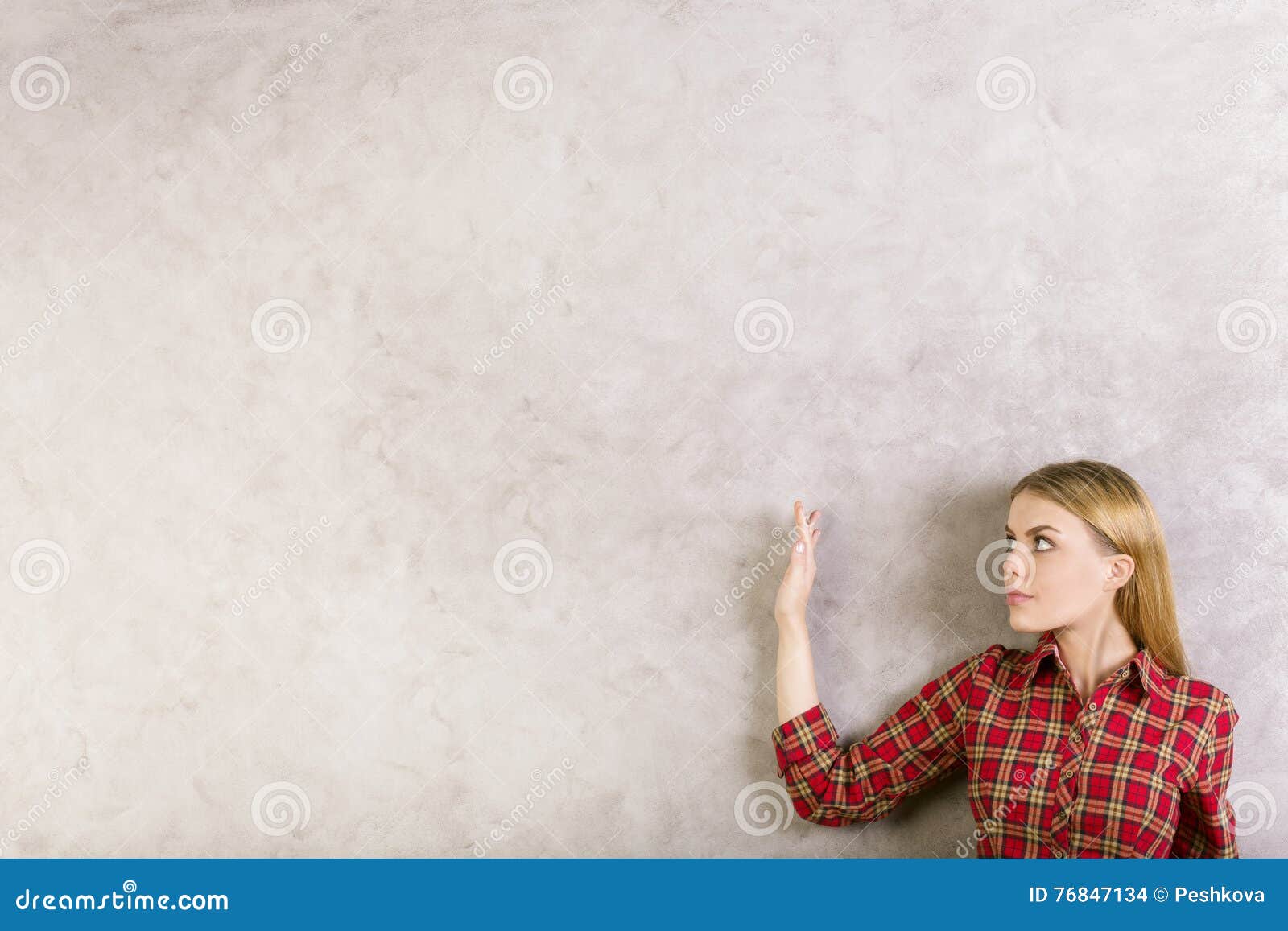 Female with hand up stock photo. Image of cute, female - 76847134