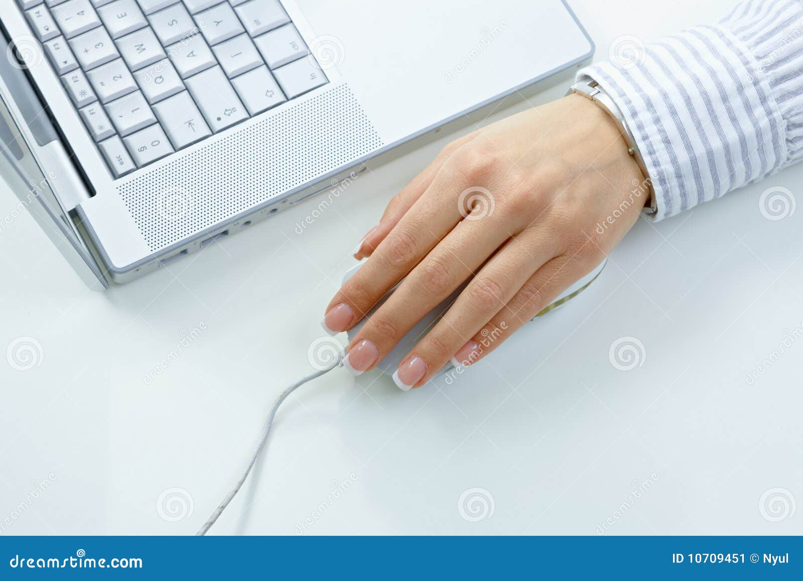 Female Hand Using Computer Mouse Stock Image - Image of finger ...