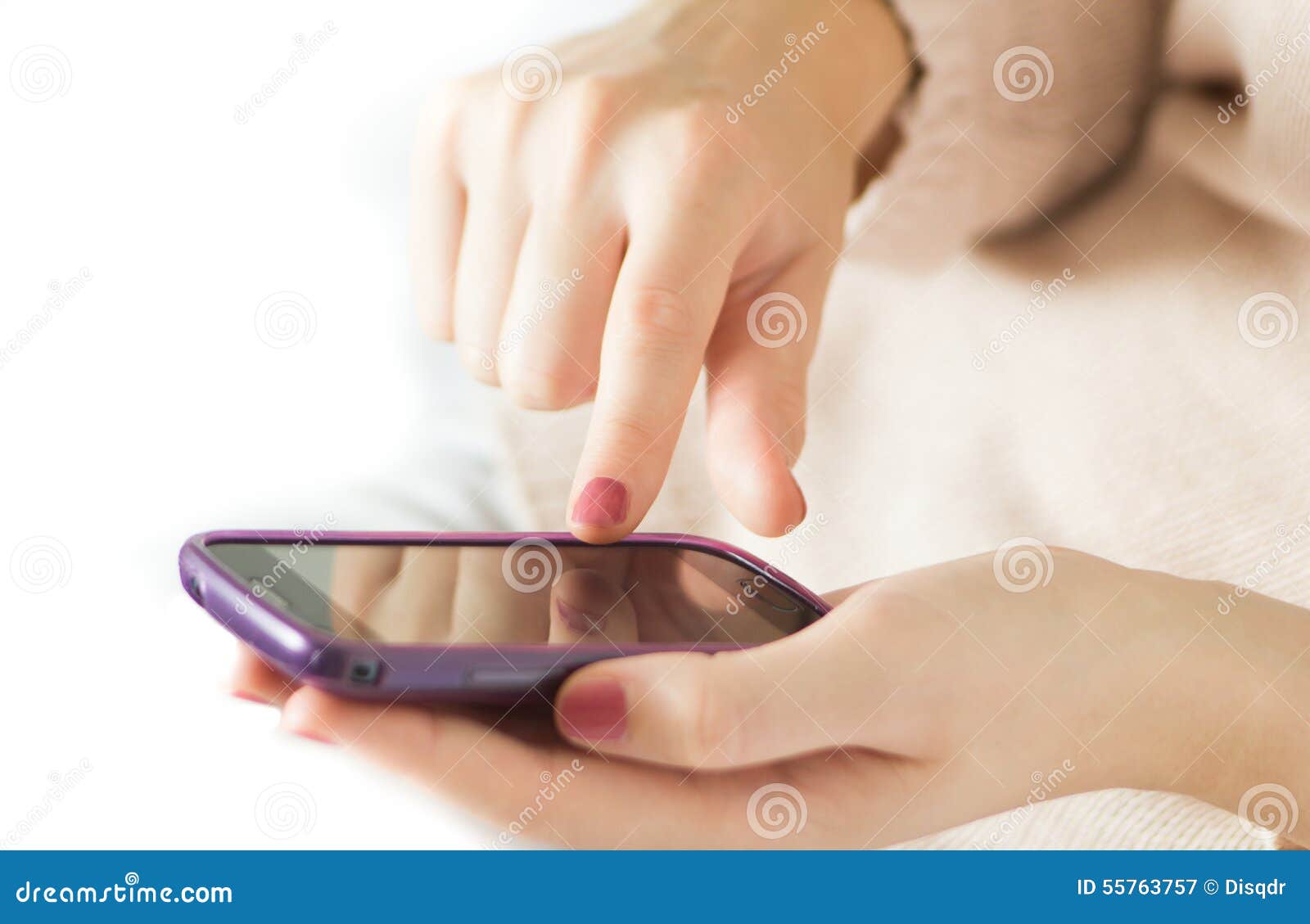 Female hand using mobile stock image. Image of close - 55763757
