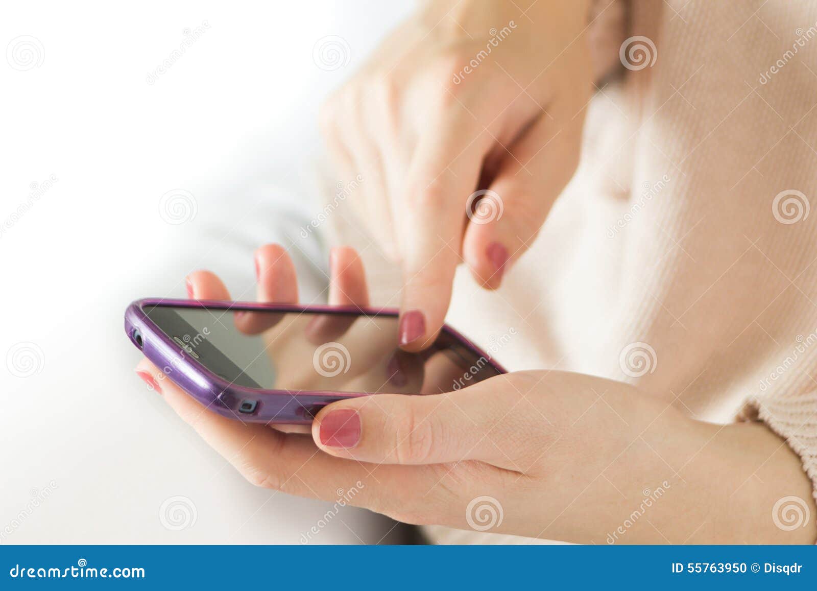Female hand using mobile stock photo. Image of interior - 55763950