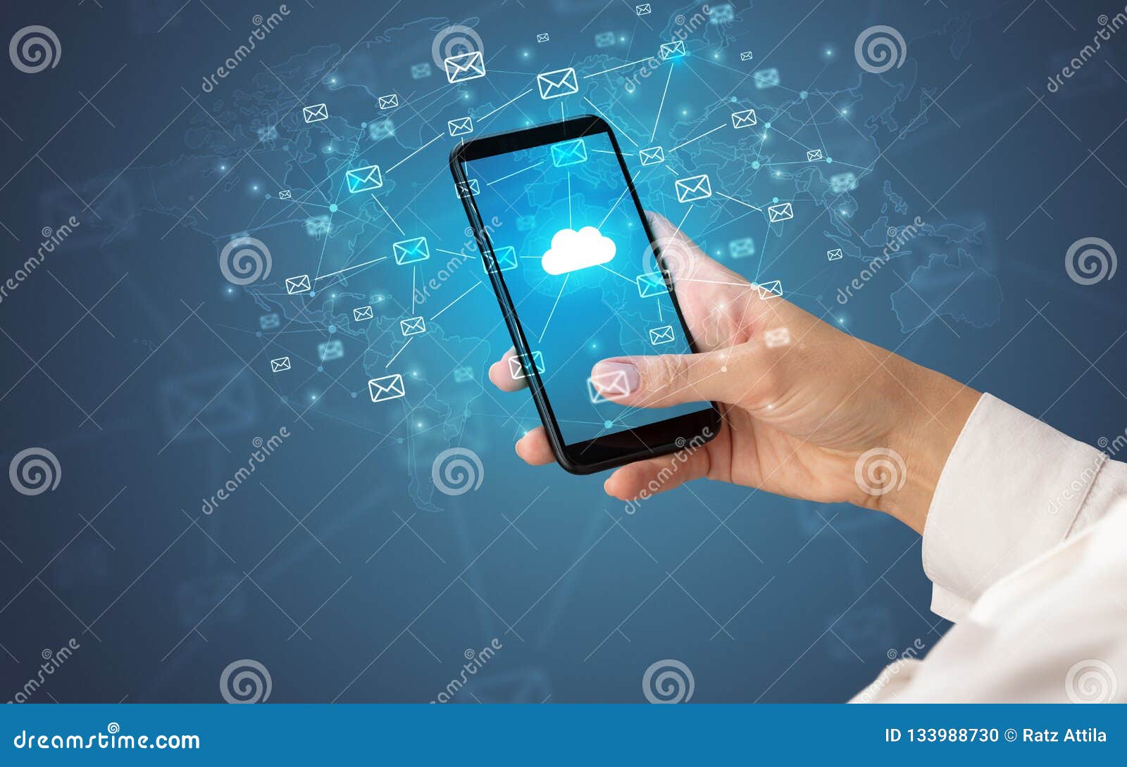 Hand Using Smartphone with Message Icons Stock Photo - Image of ...