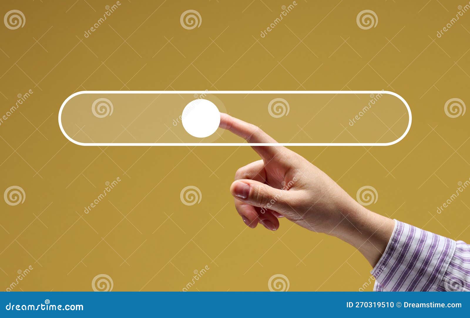 A Female Hand and a Virtual Loading Bar Icon for Input and Search of ...