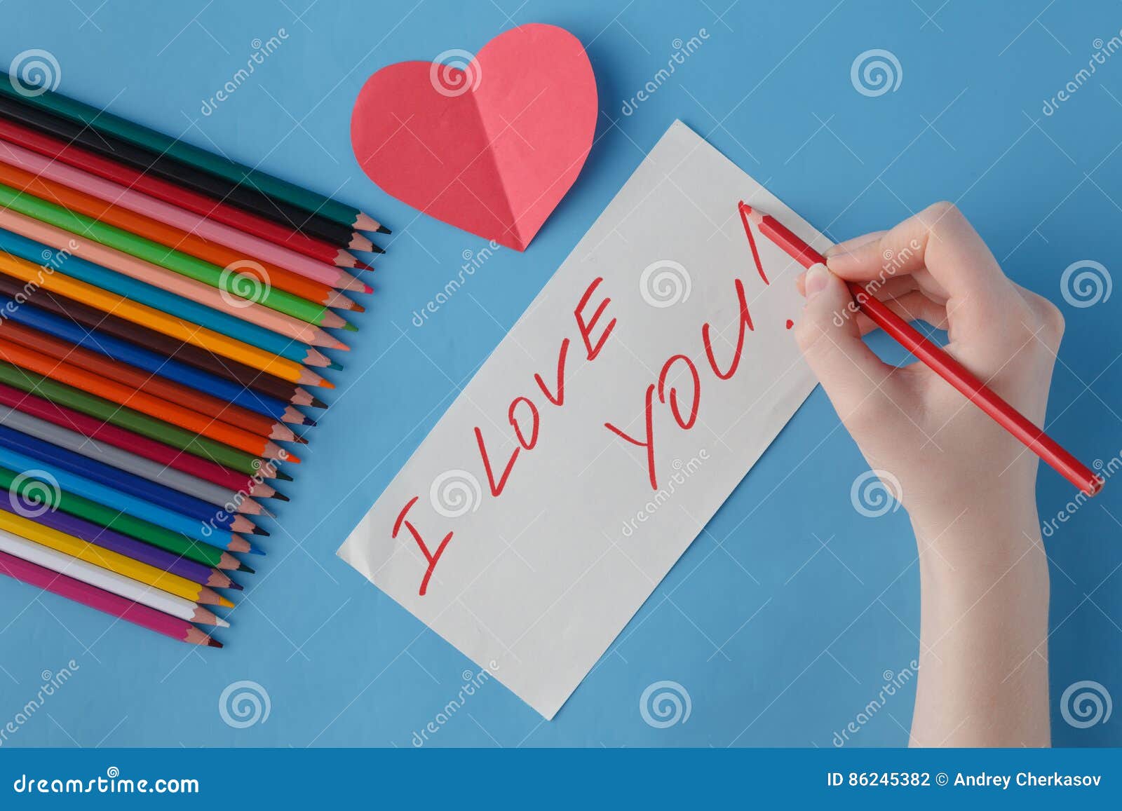 Female Hand Write Love You Words in Notebook Stock Photo - Image of ...