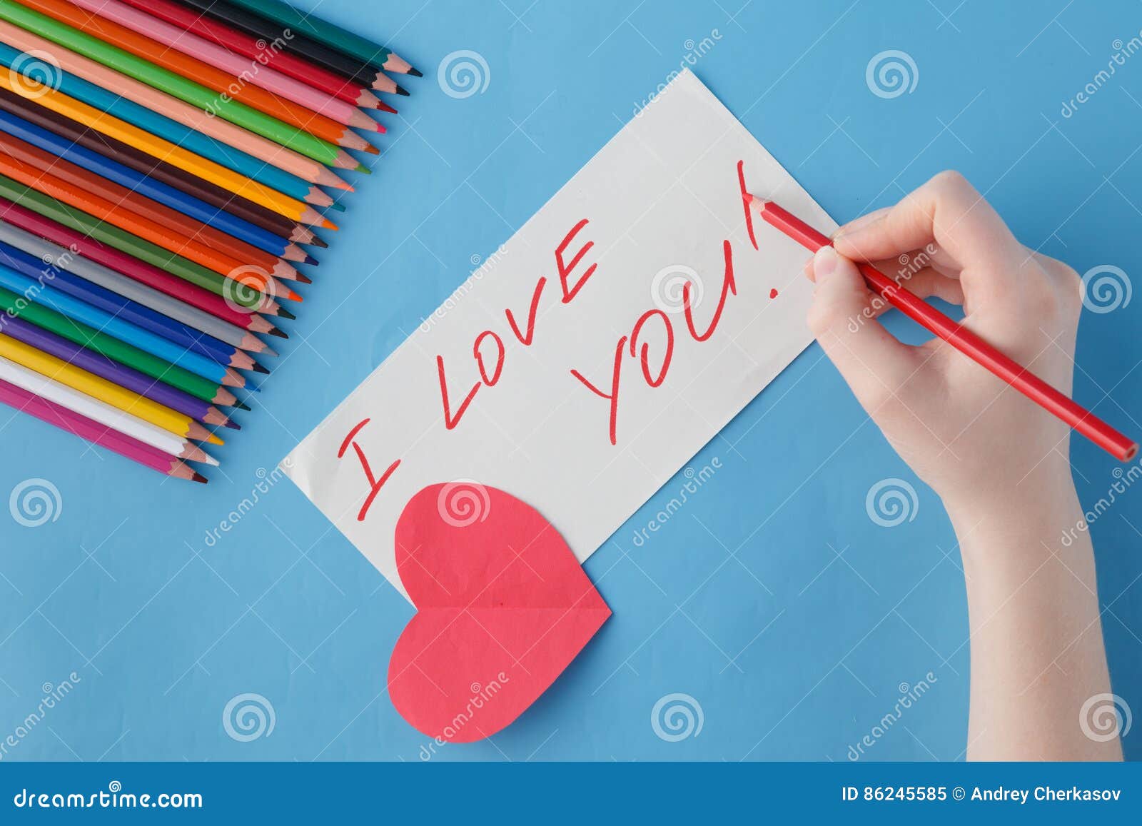 Female Hand Write Love You Words in Notebook Stock Image - Image of ...