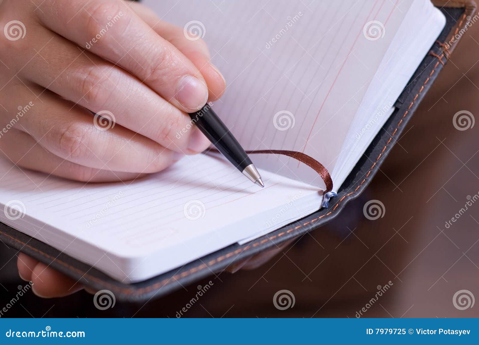Female Hand Writes Notes in Notebook Stock Image - Image of black, hand ...