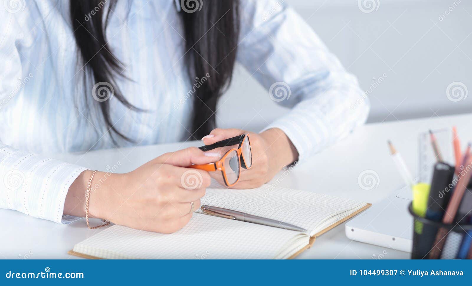 Female Hand Writes with a Pen in a Diary Notebook Stock Image - Image ...