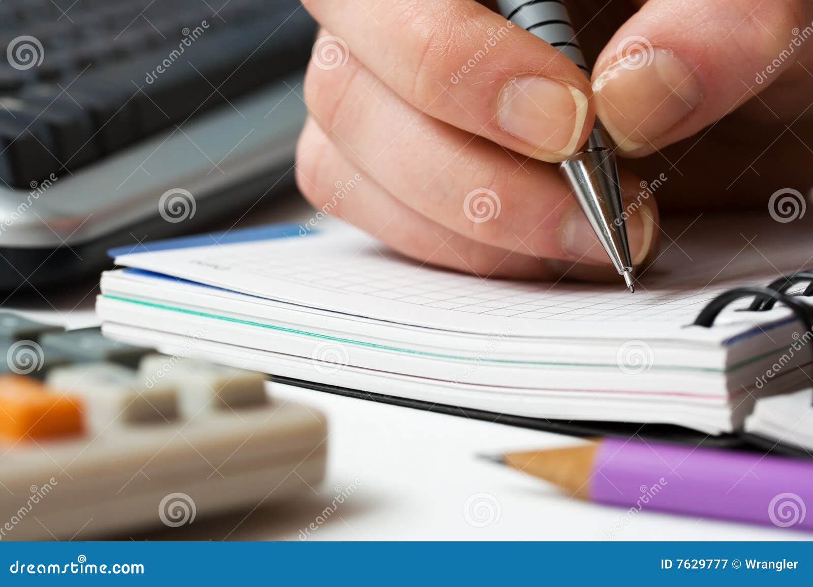 Female hand writing stock image. Image of finger, note - 7629777
