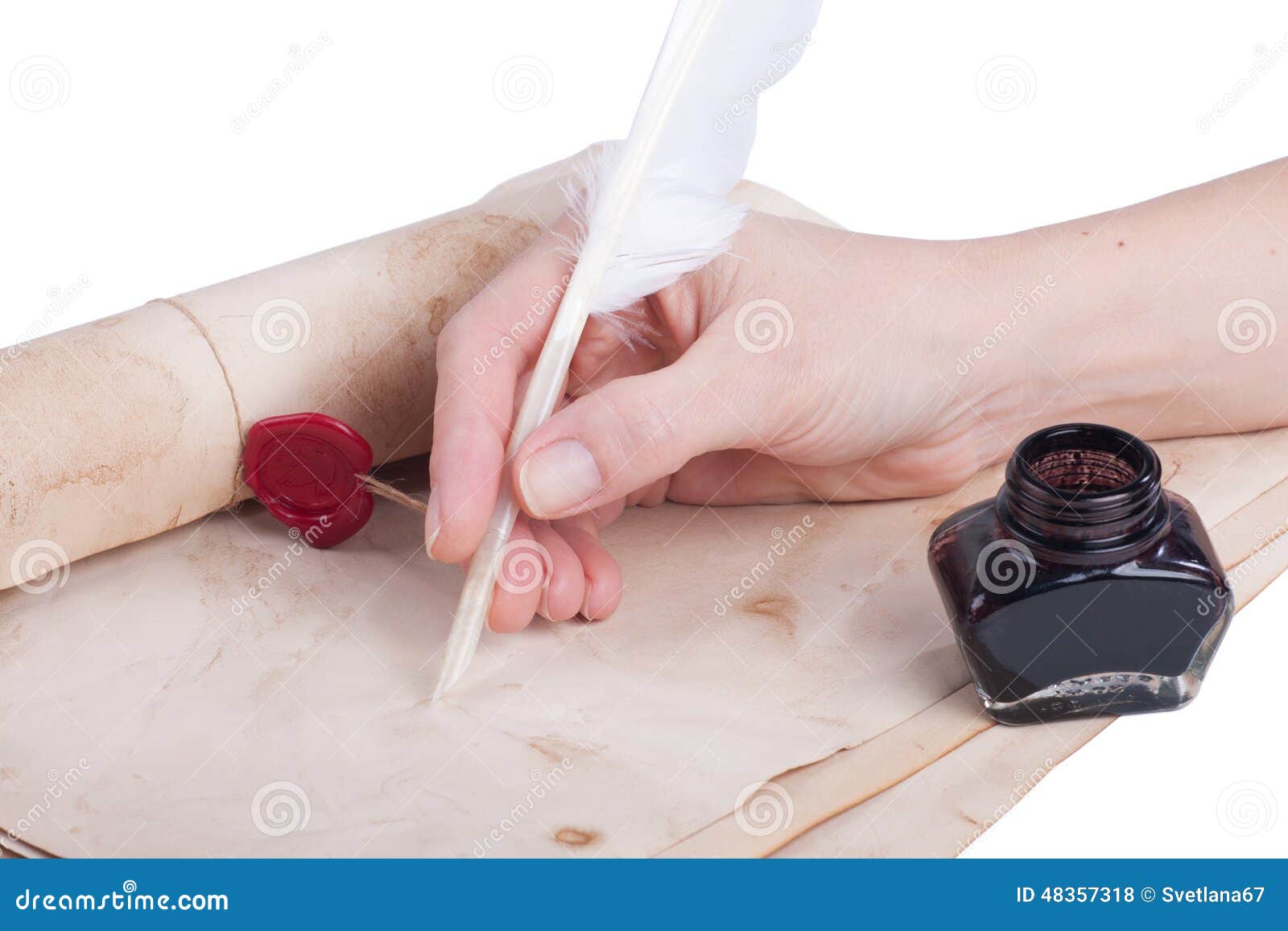 Female Hand Writing Antique Quill Stock Photo - Image of handscript ...