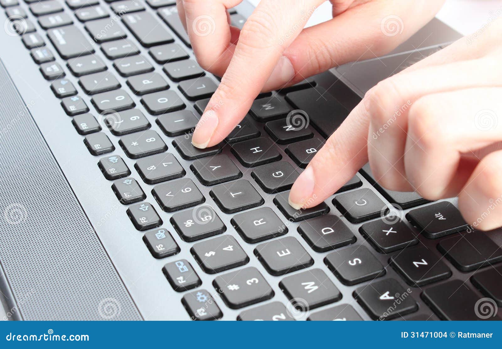 Female Hand Writing on a Laptop Keyboard Stock Photo - Image of ...