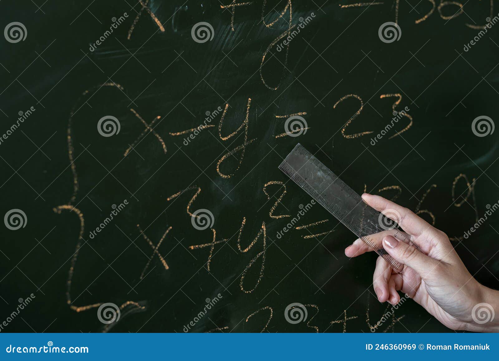 Female Hand Writing Math Formulas on the Classboard Stock Image - Image ...