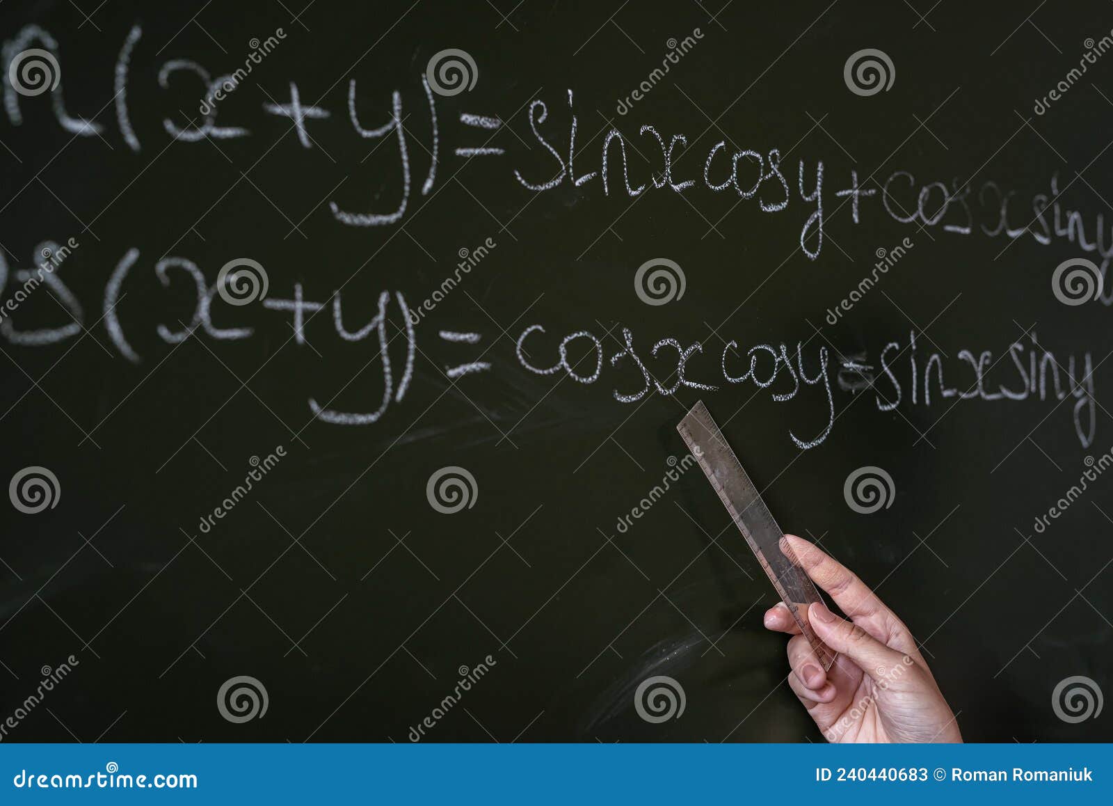 Female Hand Writing Math Formulas on the Classboard Stock Image - Image ...
