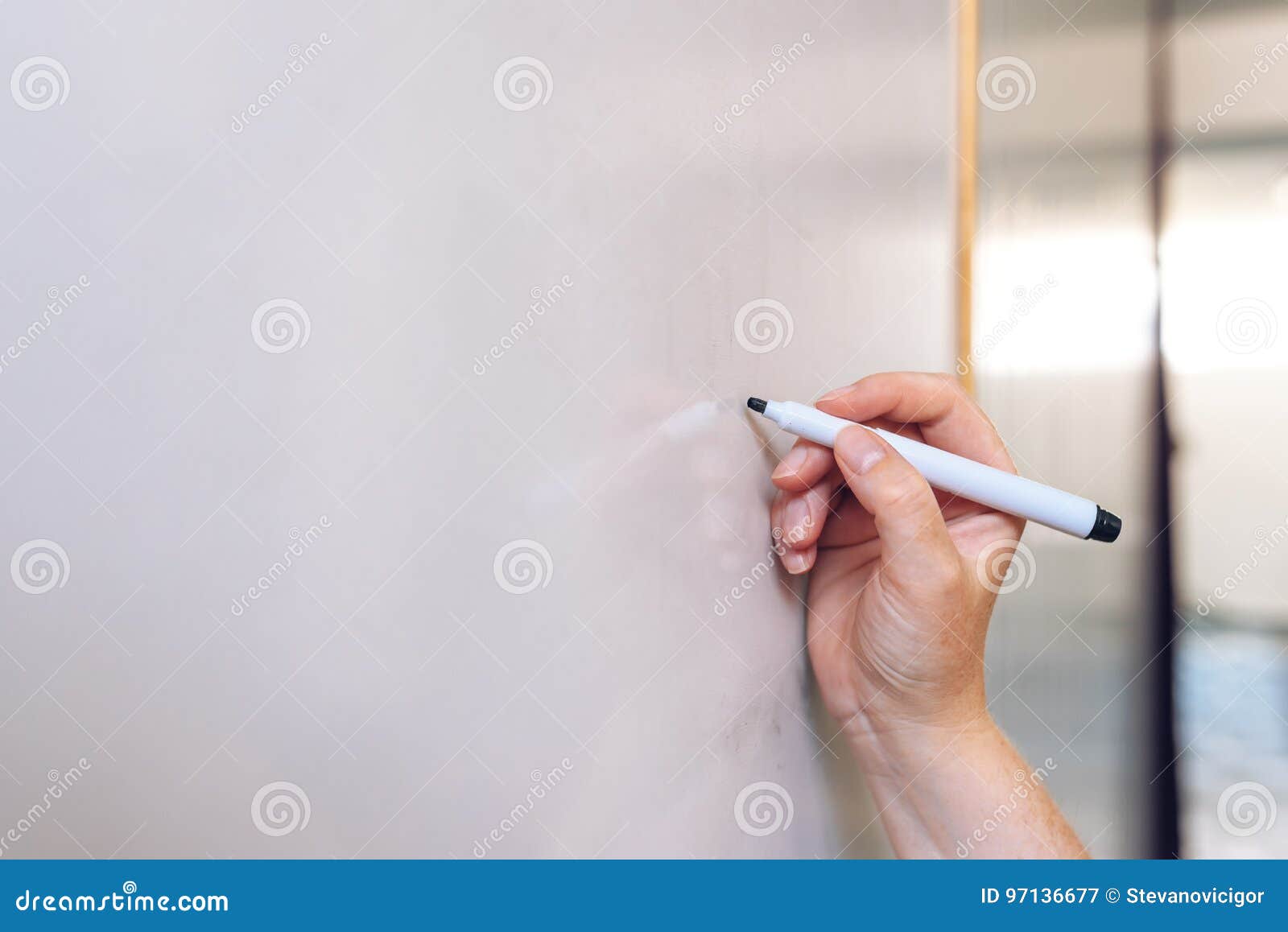 Female Hand Writing on Whiteboard Stock Image - Image of seminar ...